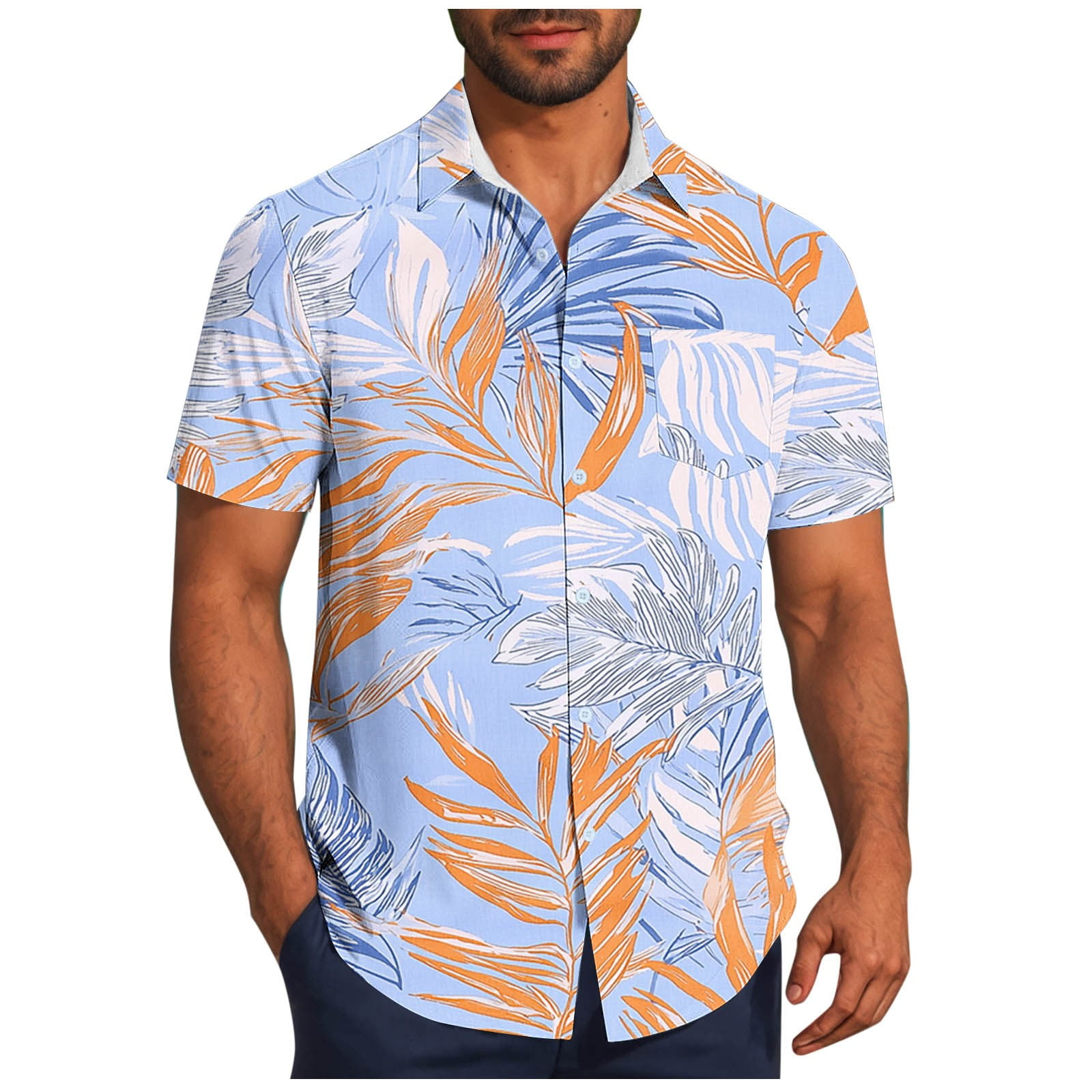 ZCFZJW Mens Hawaiian Shirt Short Sleeve Floral Button Down Shirts Tropical Summer Beach Vacation ...