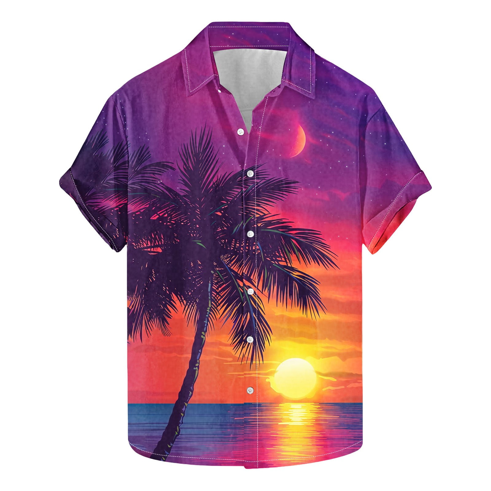 ZCFZJW Mens Hawaiian Shirts Short Sleeve Regular Fit Casual Button Down Tropical Palm Tree ...