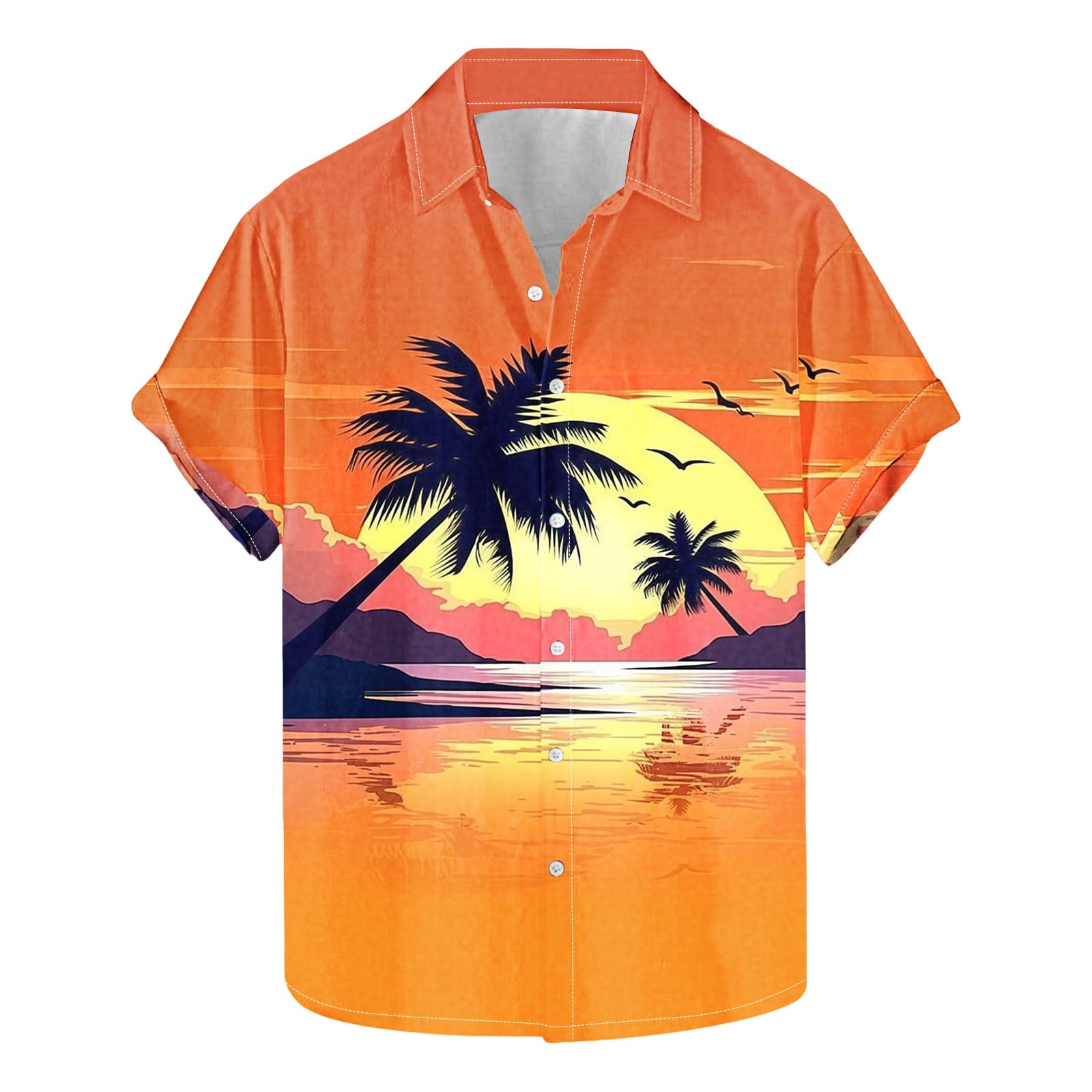 ZCFZJW Mens Hawaiian Shirts Short Sleeve Regular Fit Casual Button Down Tropical Palm Tree ...