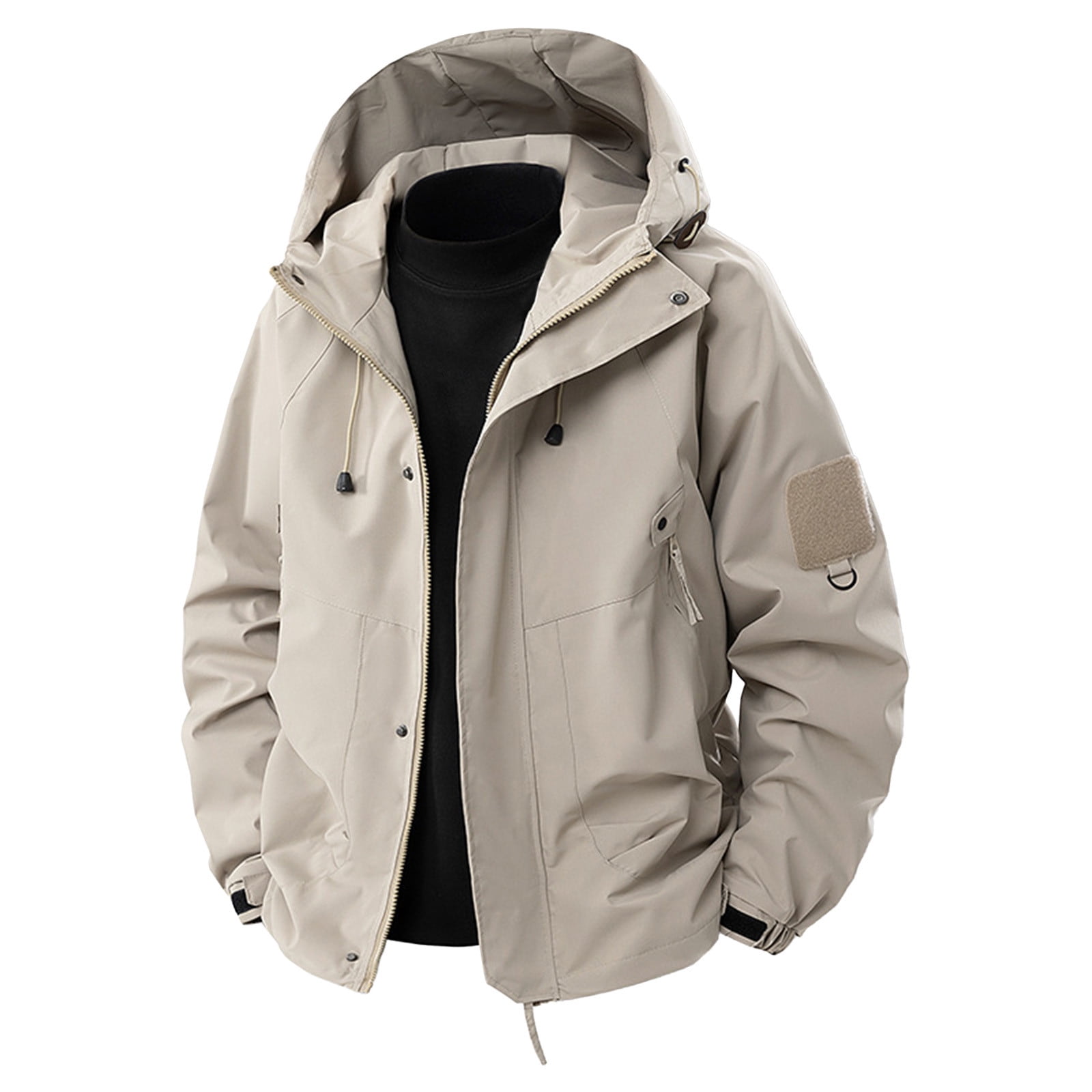 ZCFZJW Mens Jacket Casual Lightweight Drawstring Long Sleeve Hooded ...