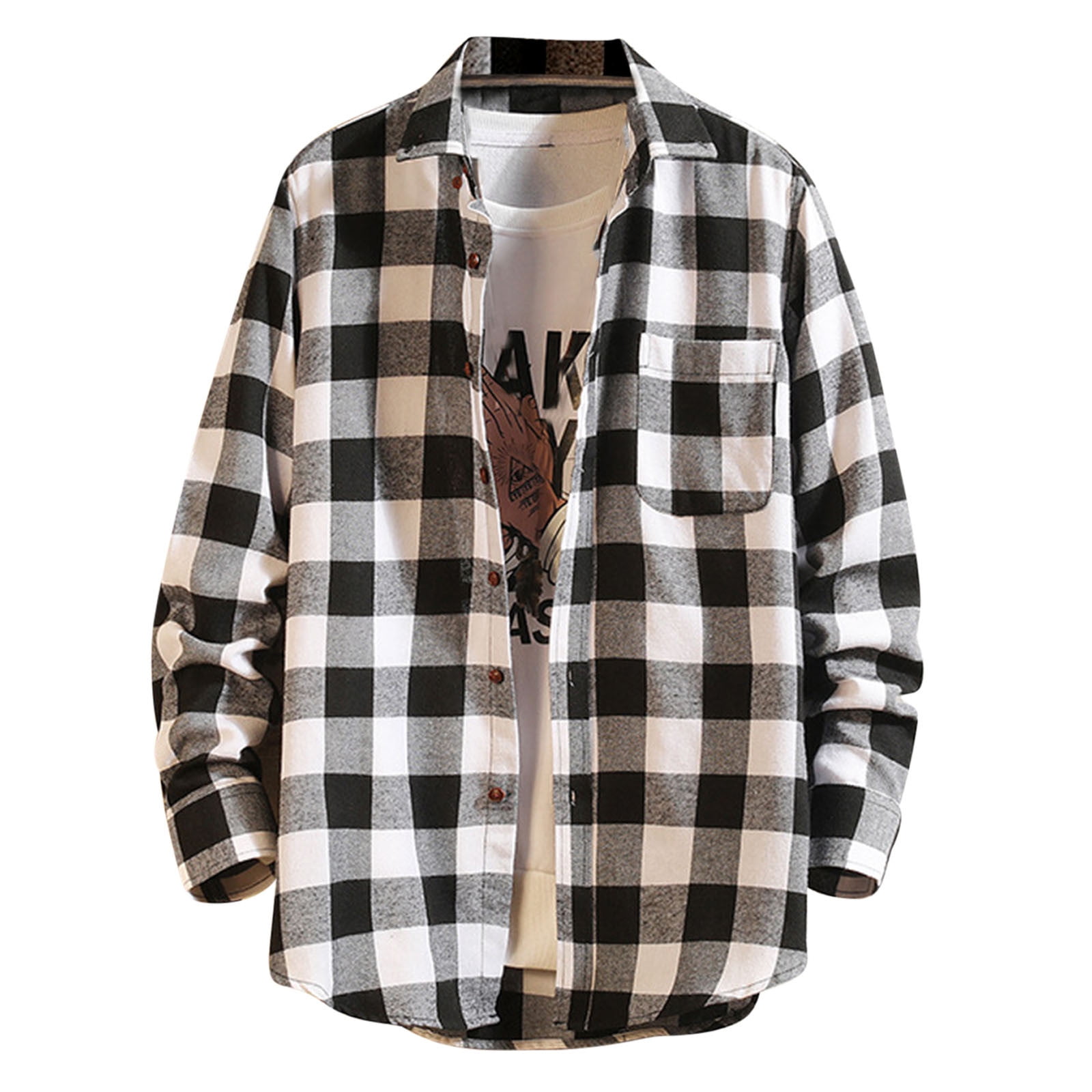 ZCFZJW Men's Plaid Cotton Shirt, Long Sleeve, Button Down, Lightweight ...