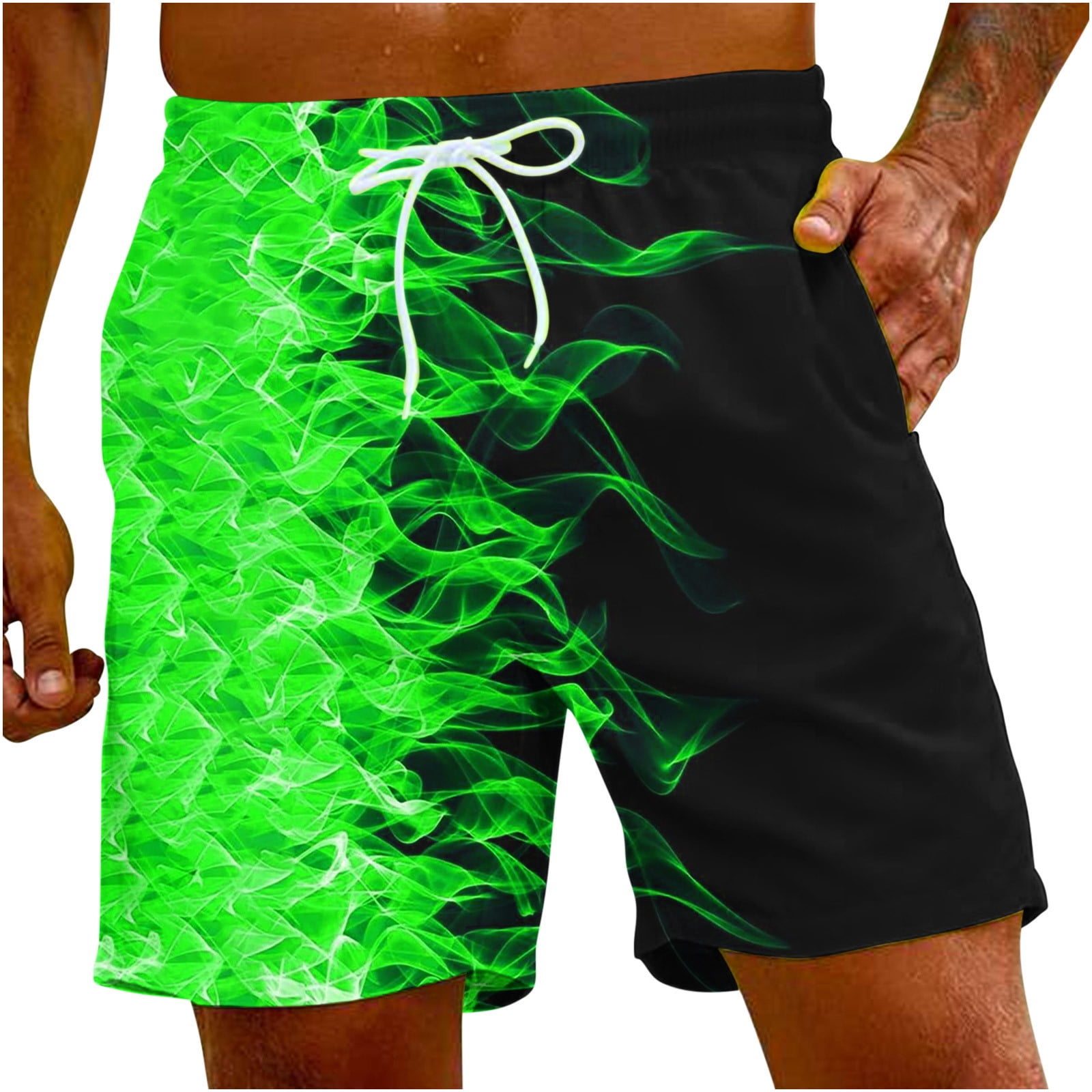 ZCFZJW Mens Swim Trunks Quick Dry Bathing Suits 3D Flame Pattern Print ...