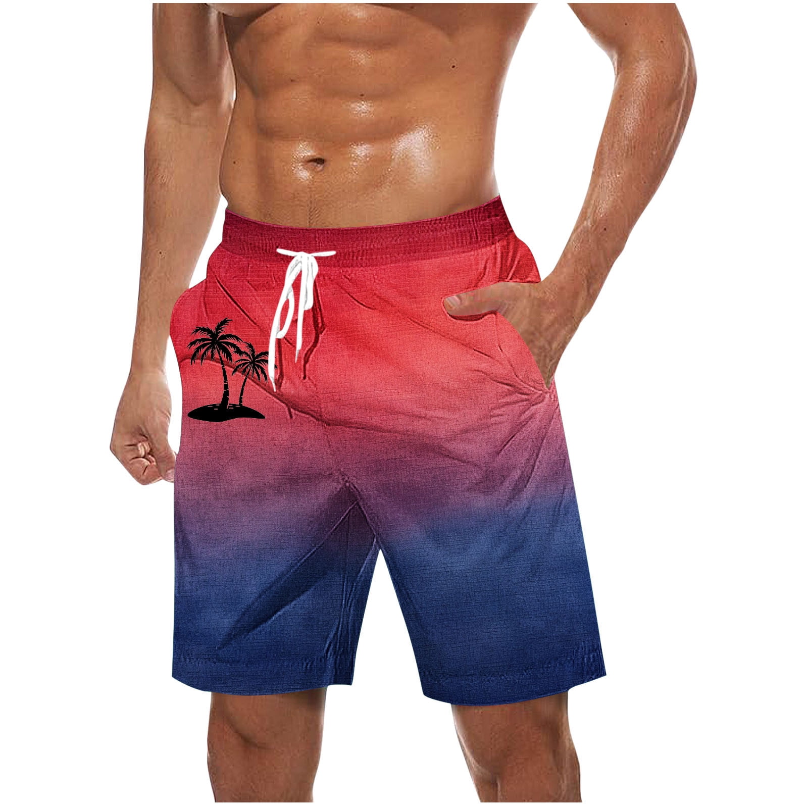 ZCFZJW Mens Tropical Bech Hawaiian Shorts with Pockets Casual Tie Dye ...