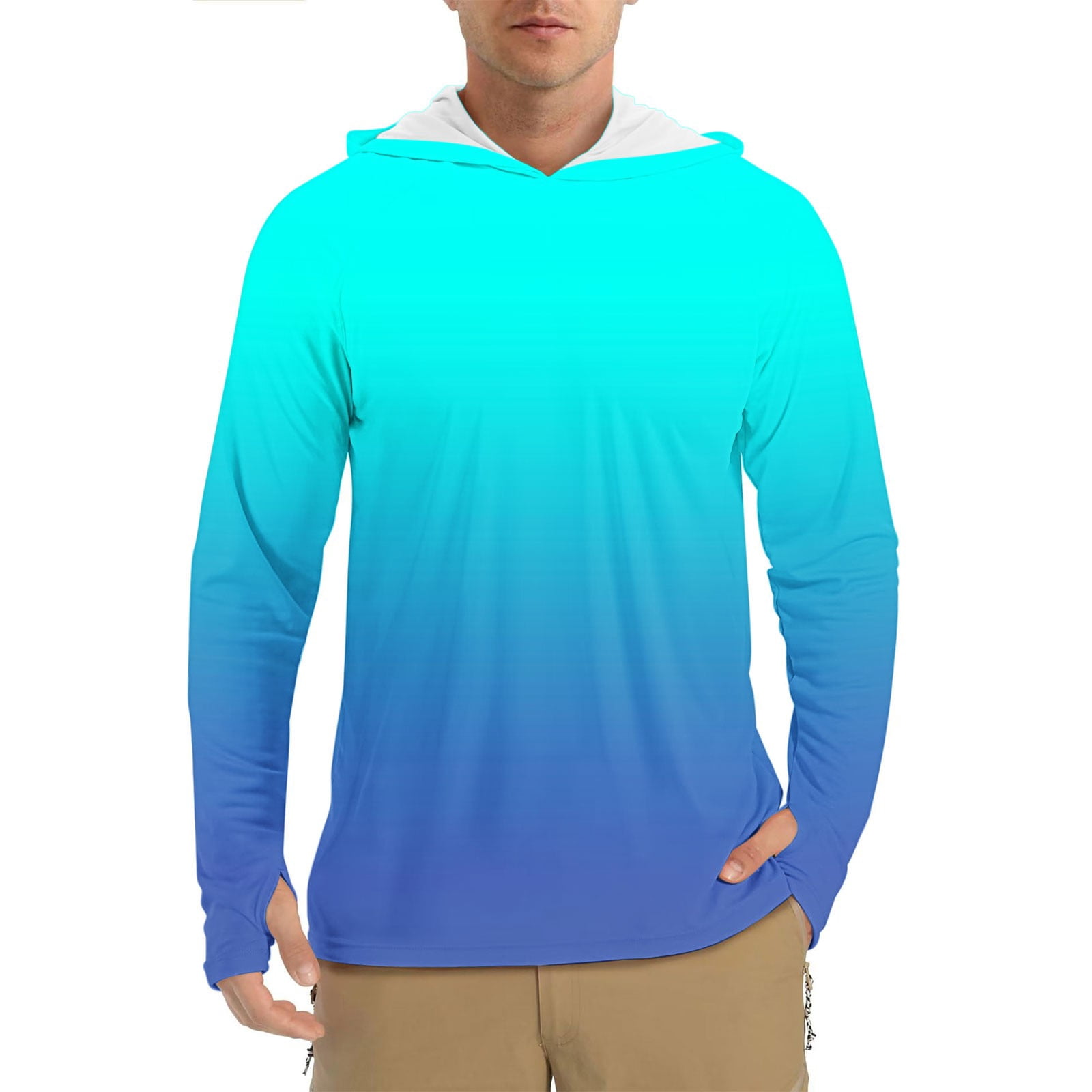 ZCFZJW Mens UPF 50+ Sun Protection T-Shirts Lightweight Hoodie Gradient ...