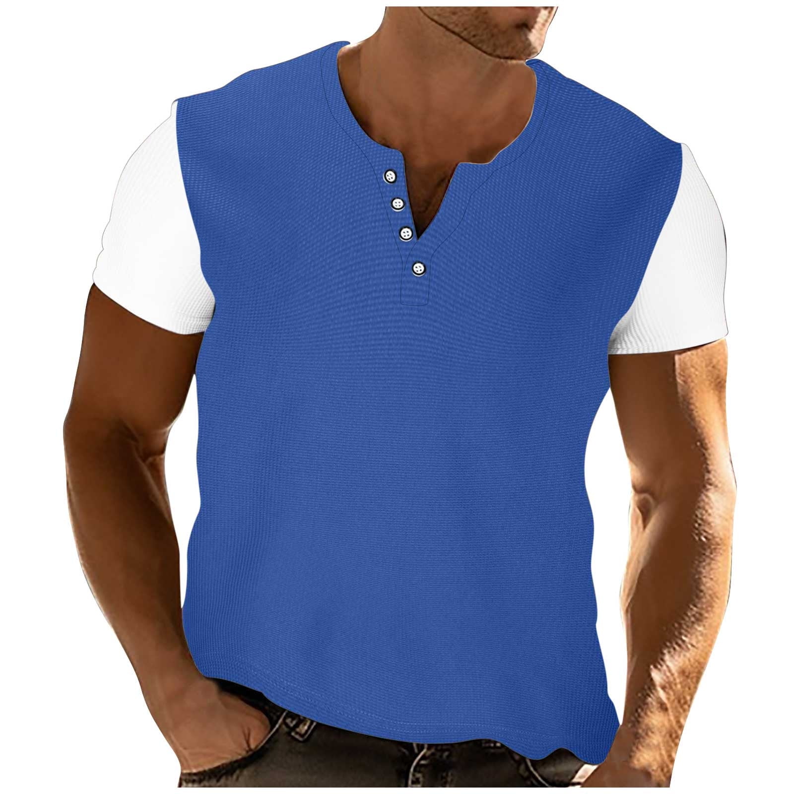 ZCFZJW Splicing Tops for Men Big and Tall Regular Fit Casual Summer Short Sleeve Color Block ...