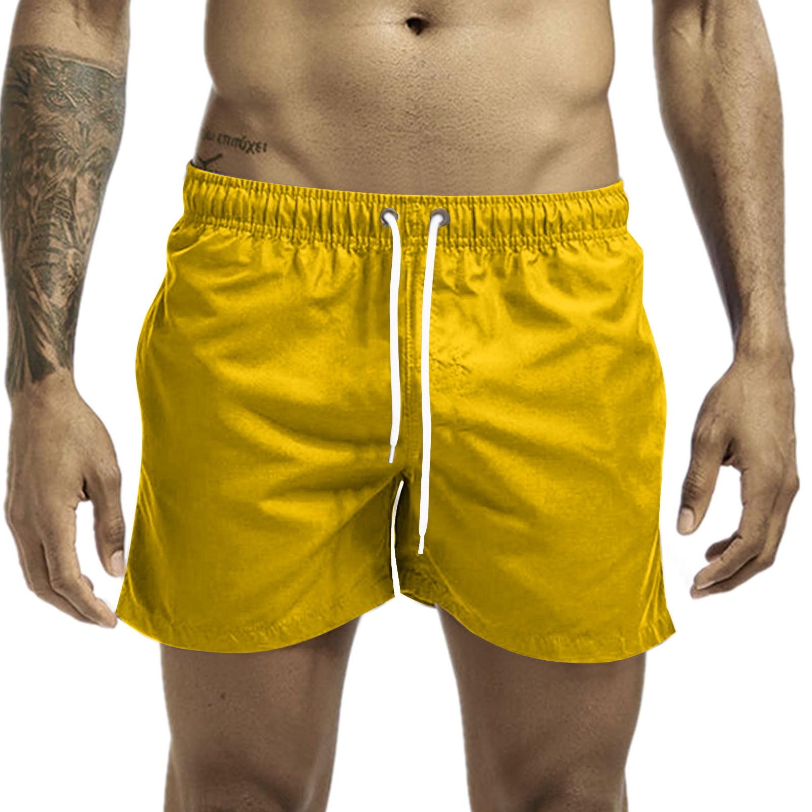 ZCFZJW Swim Trunks Mens 3 Inch Mesh Liner Drawstring Elastic Waist Men ...