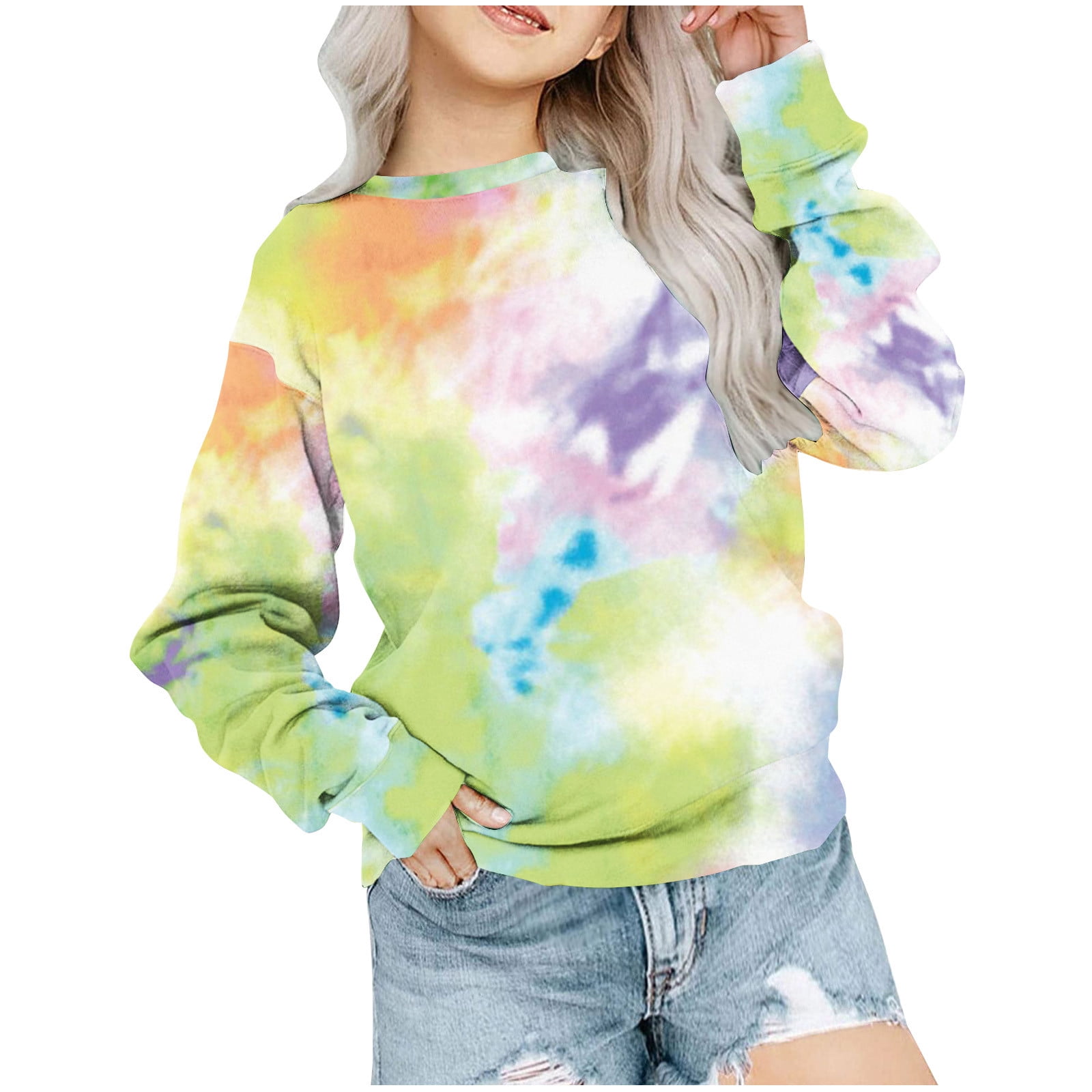 ZCFZJW Teen Girls Fashion Long Sleeve Crewneck Sweatshirts Kids ...