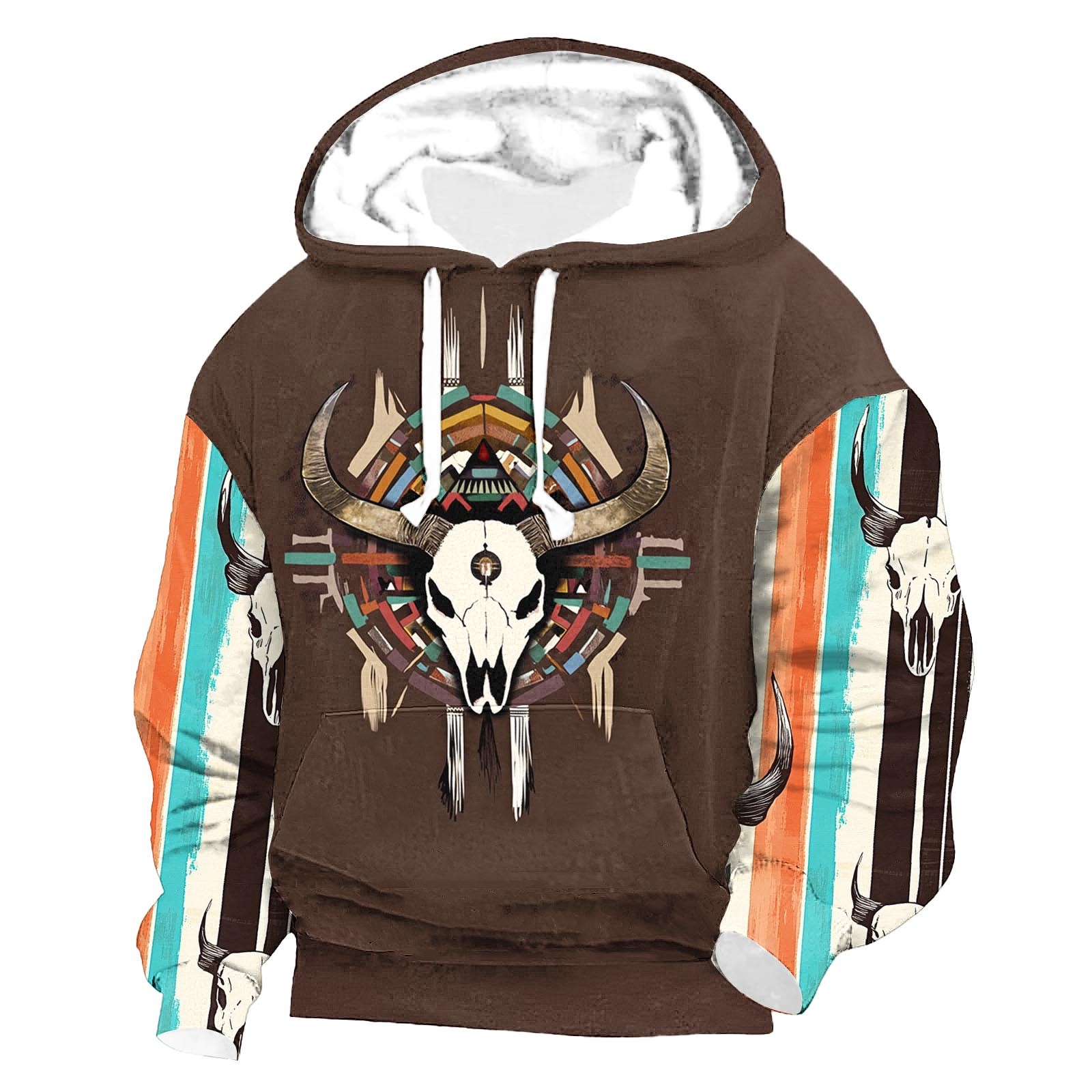 ZCFZJW Vintage Aztec Ethnic Style Print Hoodie Tops for Men Casual ...