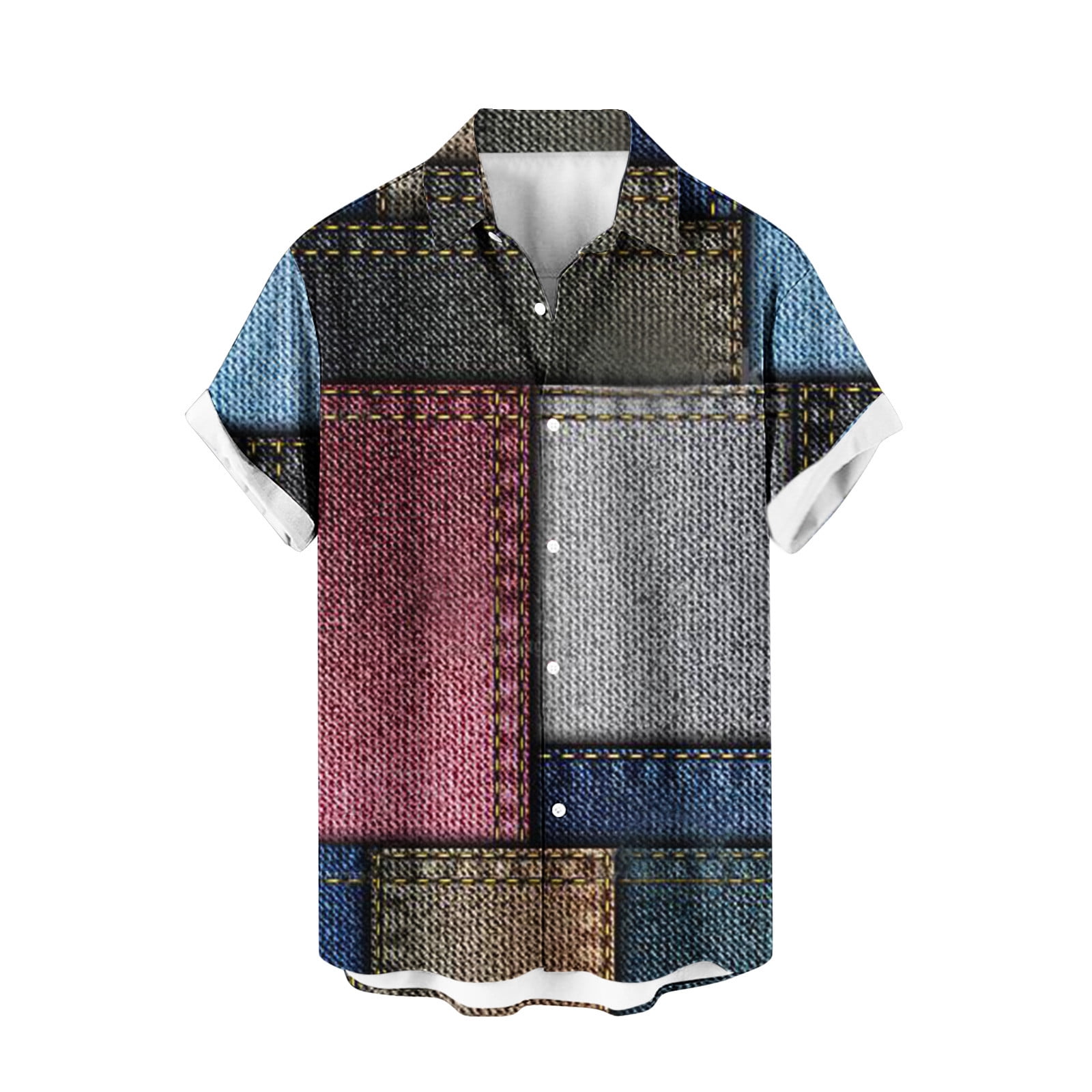 ZCFZJW Vintage Western Shirts for Men Big and Tall Casual Striped Color Block Printed Summer ...