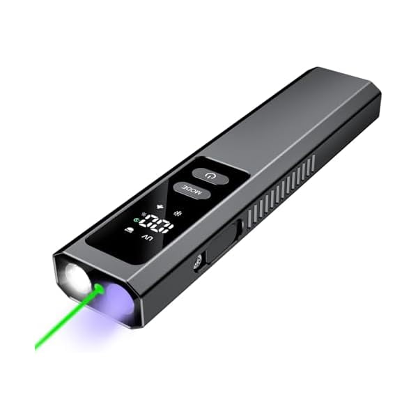 ZCFlat EDC Flashlight Rechargeable with 4 Light Sources: Green Beam, UV ...