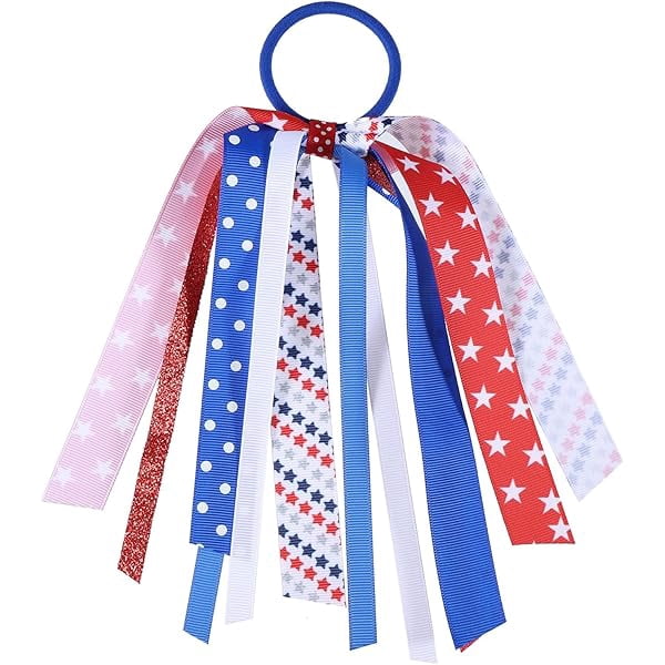 ZCGirls Patriotic Ponytail Hair Ribbon Streamer 4th of July Red White ...
