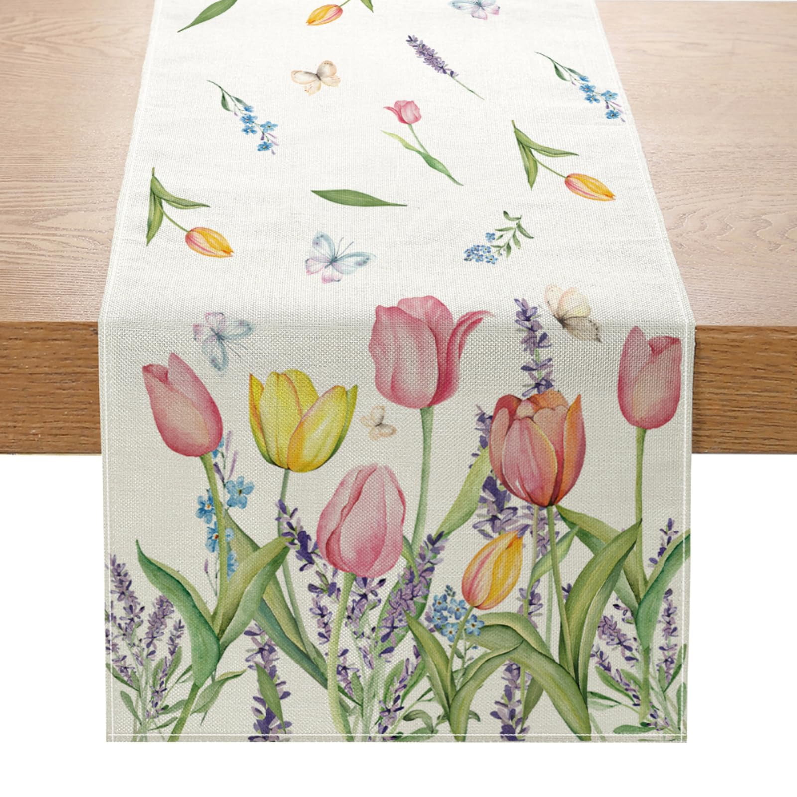 ZCHOMI Spring Tulip Lavender Table Runner 13x72 Inch Purple Lavender ...
