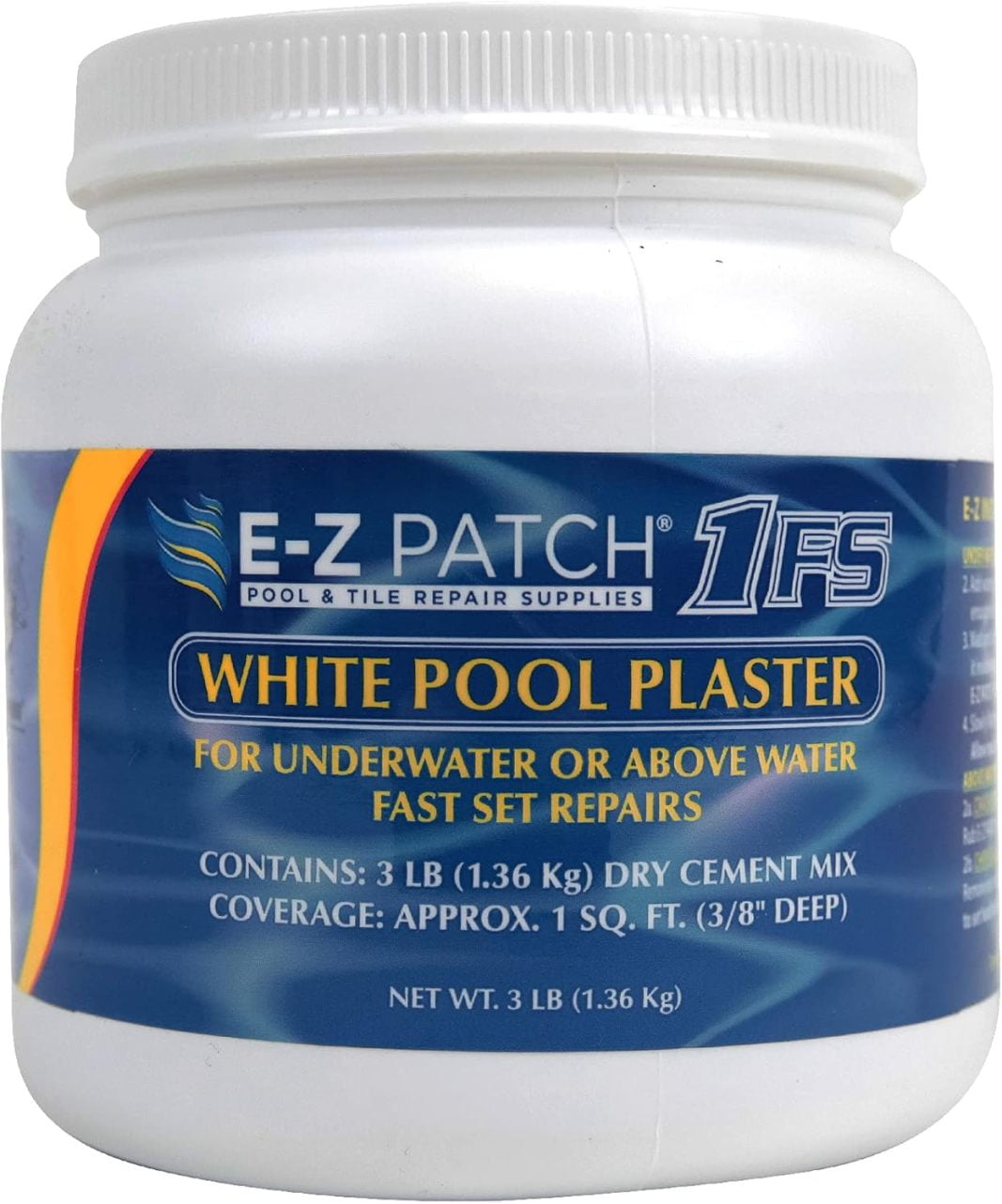 ZCLP E-Z Patch 1 White Pool Plaster Repair Kit - 3 Pounds (Coverage: 1. ...