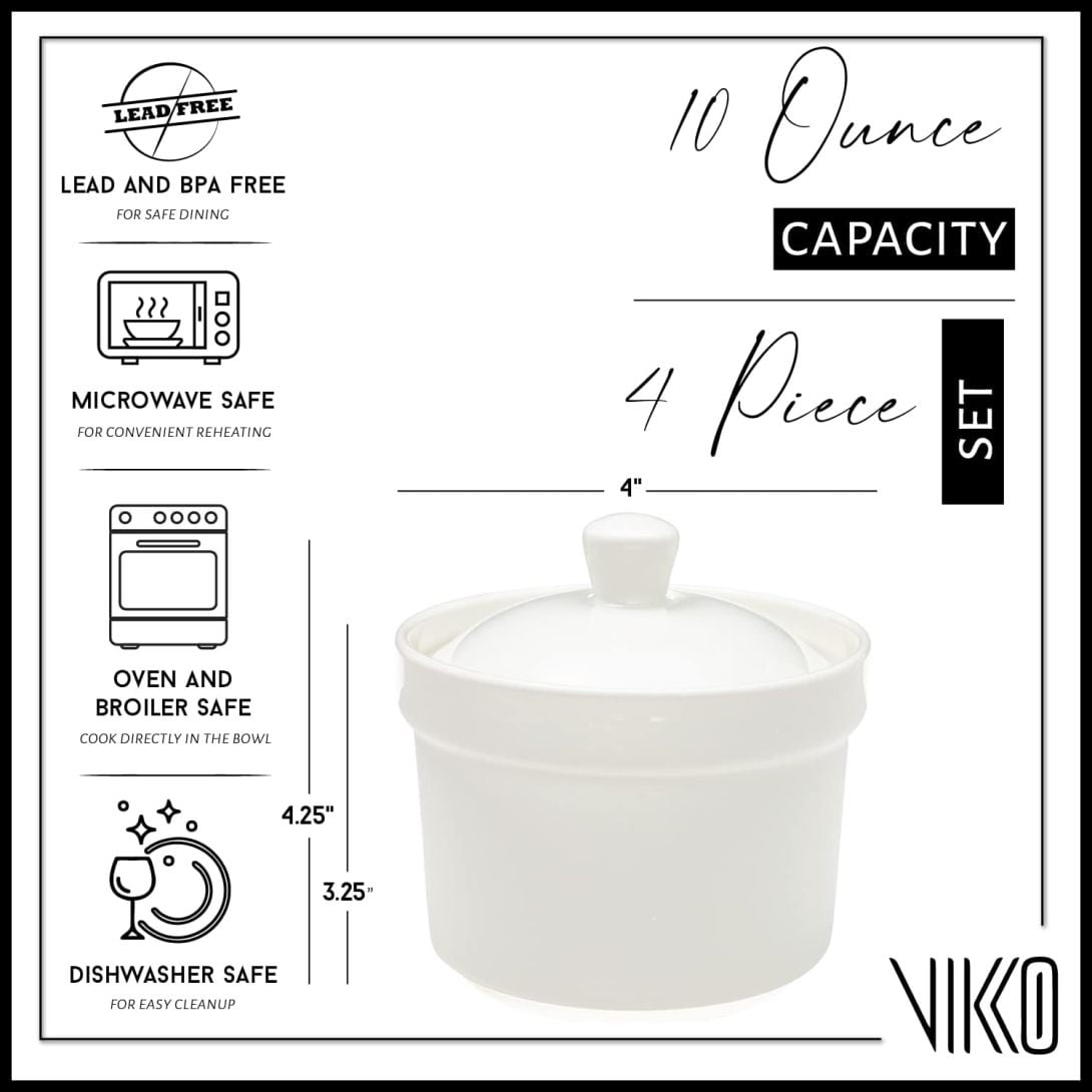 ZCLP Soup Crocks With Lids, 10 Ounce Modern White Soup Bowl with Cover ...