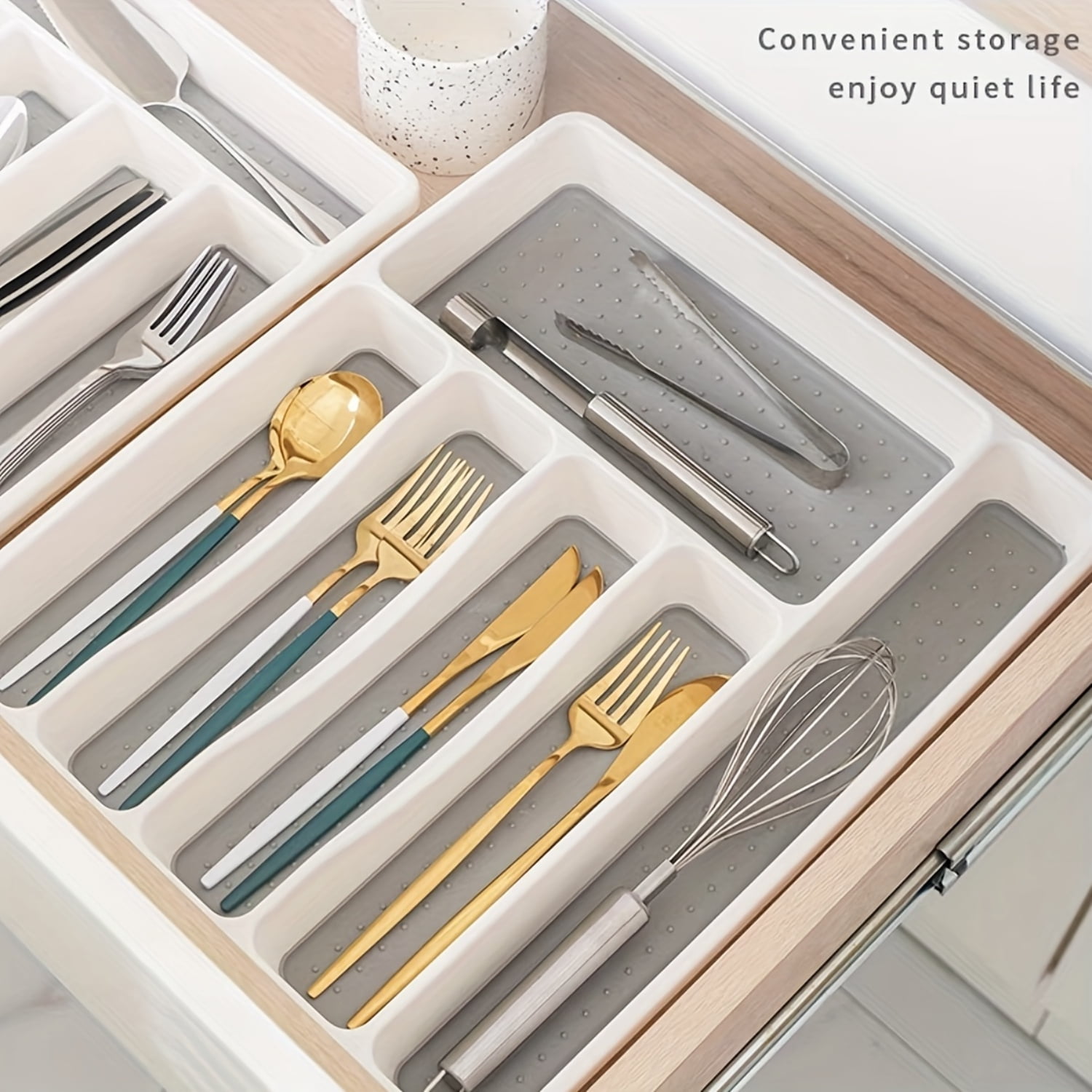 ZCNGSS 1pc Silverware Drawer Organizer Countertop Divided Utensil ...