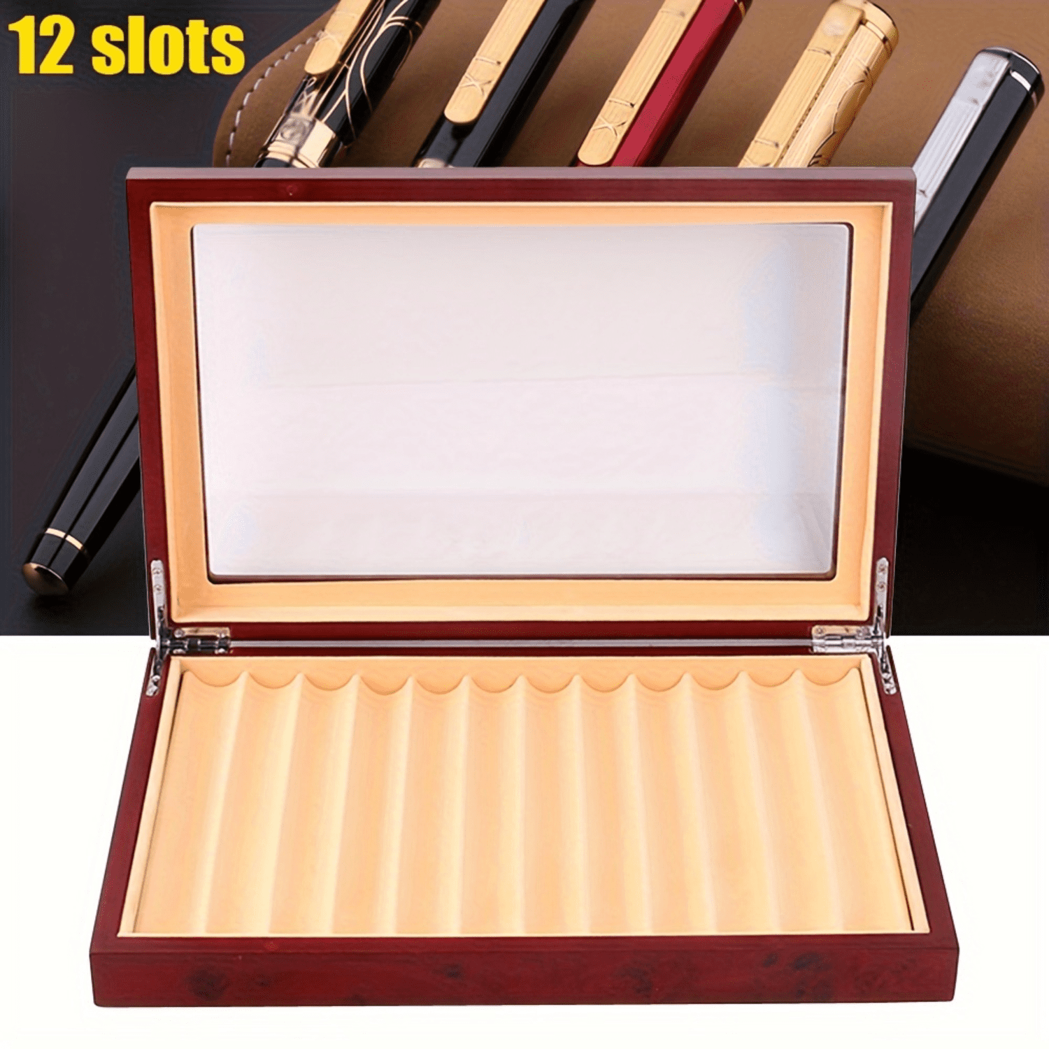 ZCNGSS Premium Wooden Fountain Pen Display Box - Elegant Showcase for ...