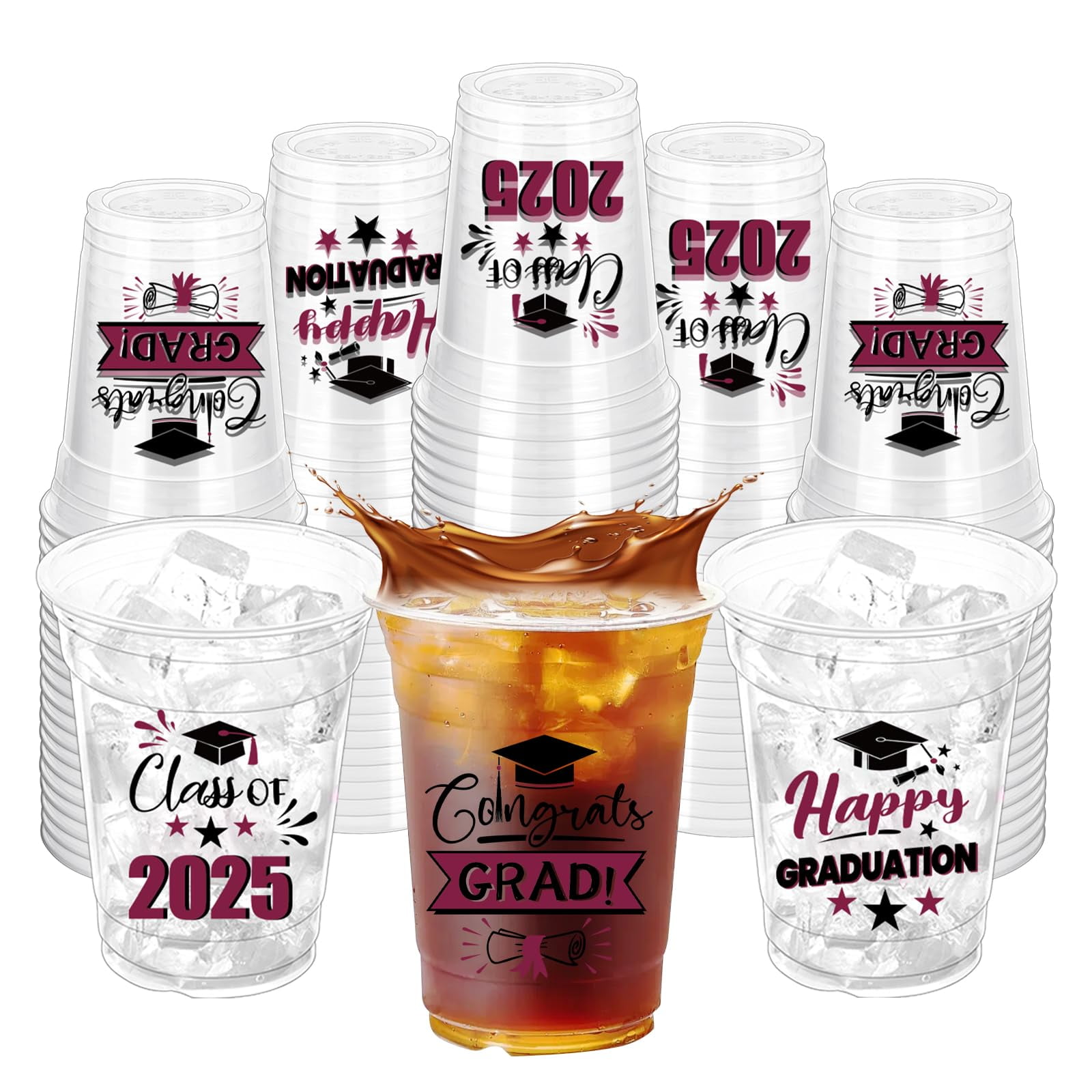 ZCPTZ 100 Pcs Graduation TSF6 Cups 12oz，2025 Graduation Party Supplies ...