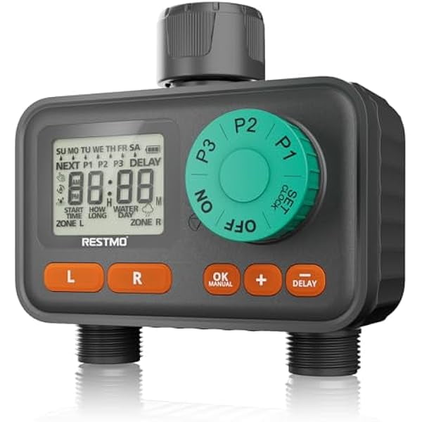 ZCRESTMO 2-Zone Sprinkler Timer with 3 Separate Programs, 7-Day ...