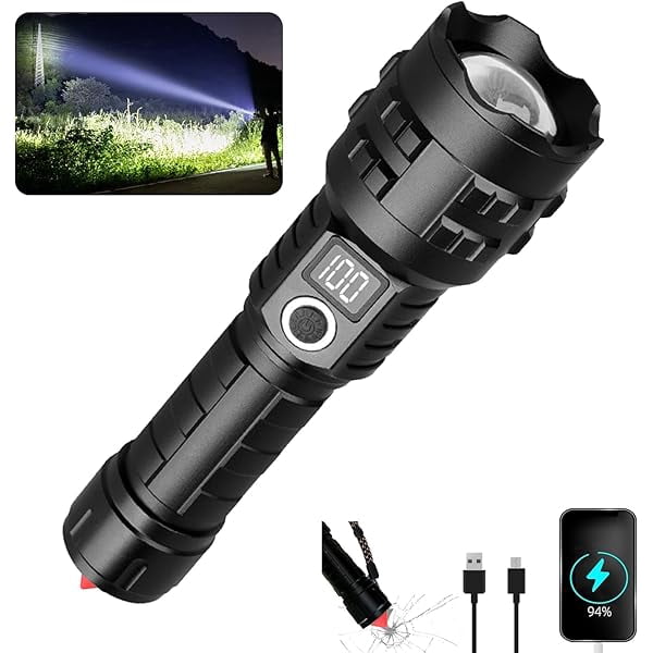 ZCRechargeable Flashlights Super High Lumens, Super Bright Flashlight ...