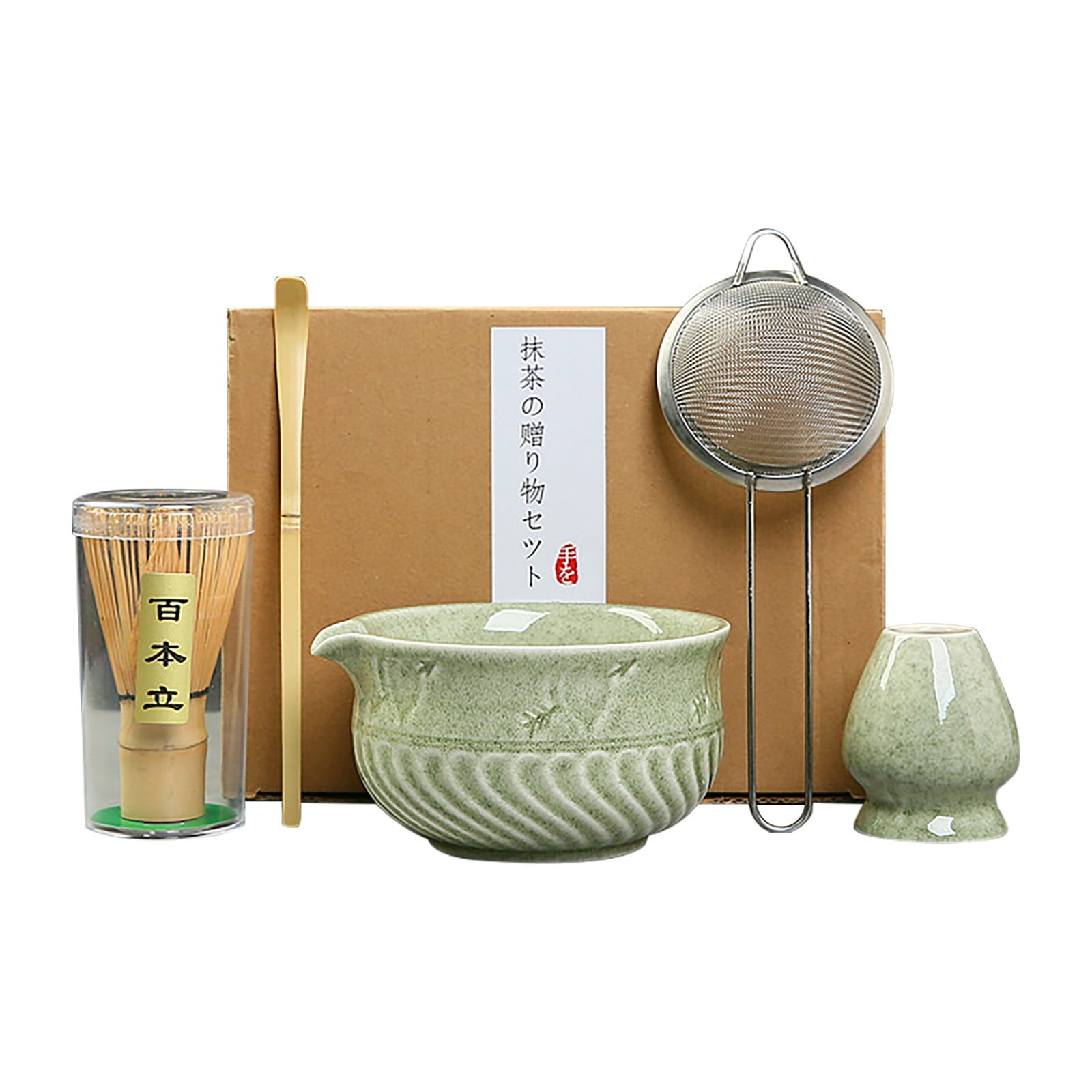 ZCSKFIN 5 Pieces Matcha Tea Set with Whisk Ceramic Bowl & Holder ...