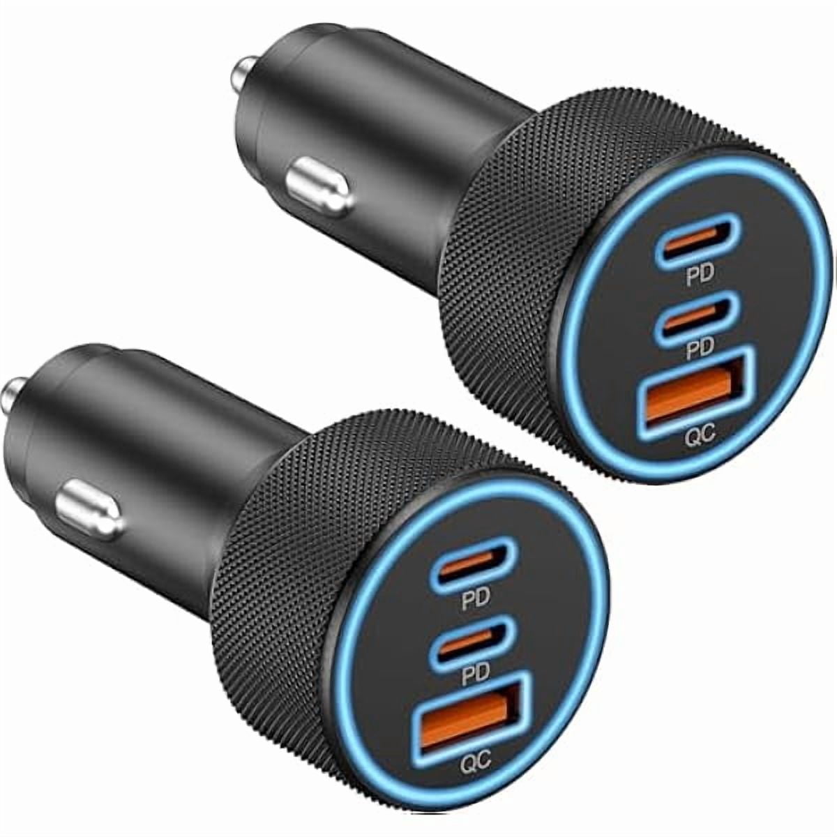 ZCUSB C Car Charger, 3-Port 67W Dual USBC & USB-A Car Phone Accessories ...