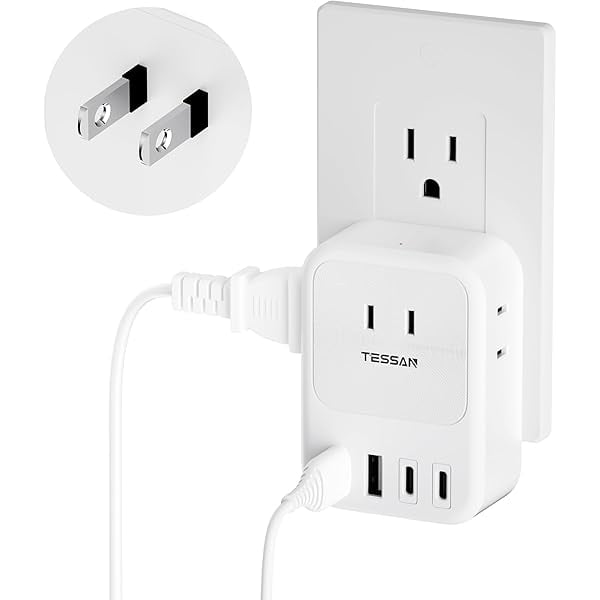 ZCUSB C Charger Block, Wall Charger Plug with 3 AC and 4 USB Charging ...