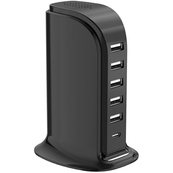 ZCUSB Charger Block with Type C, 6-Port Chargers for Multiple Devices ...