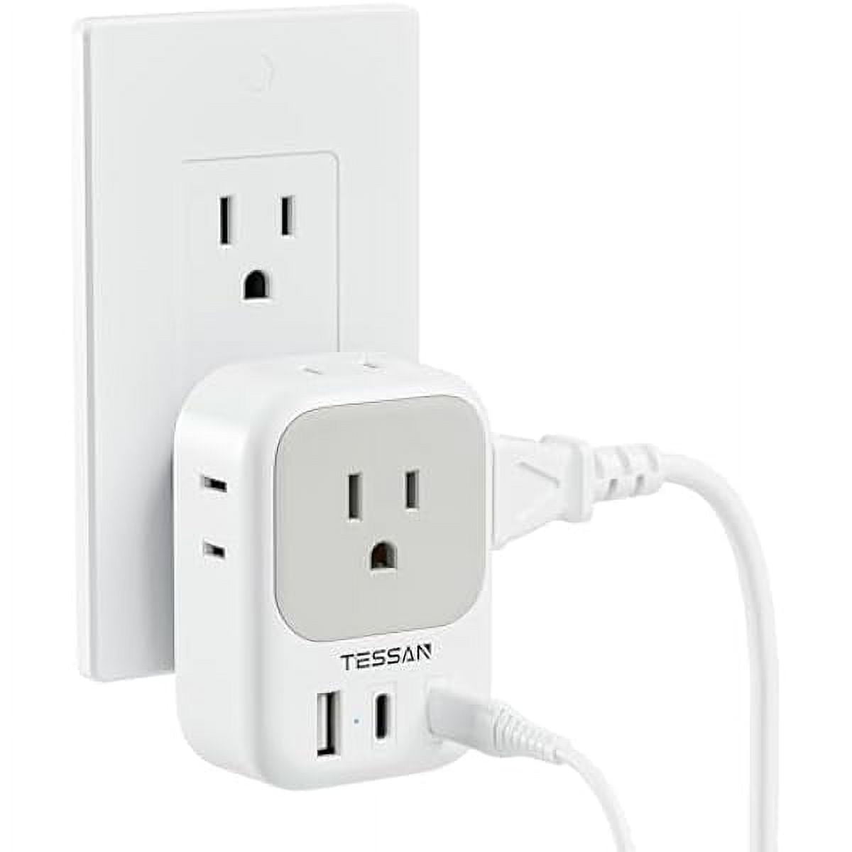 ZCUSB Wall Charger, Outlet Splitter with 4 AC Outlets Extender and 3 ...
