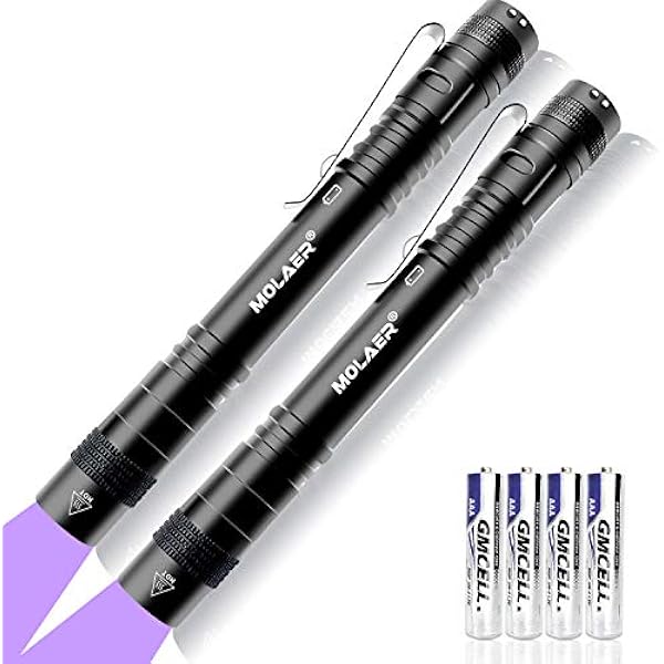 ZCUV Black Light Flashlight 2-Pack Mini 395nm Blacklight Pen Light for ...