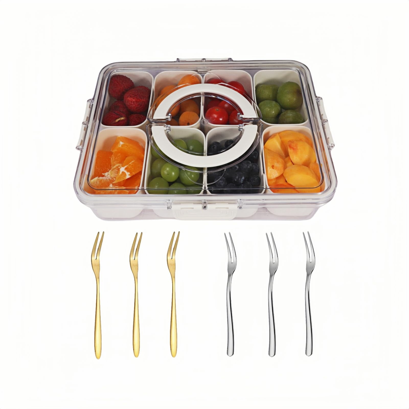 ZD Divided Serving Tray with lid and Handle Charcuterie Container for ...
