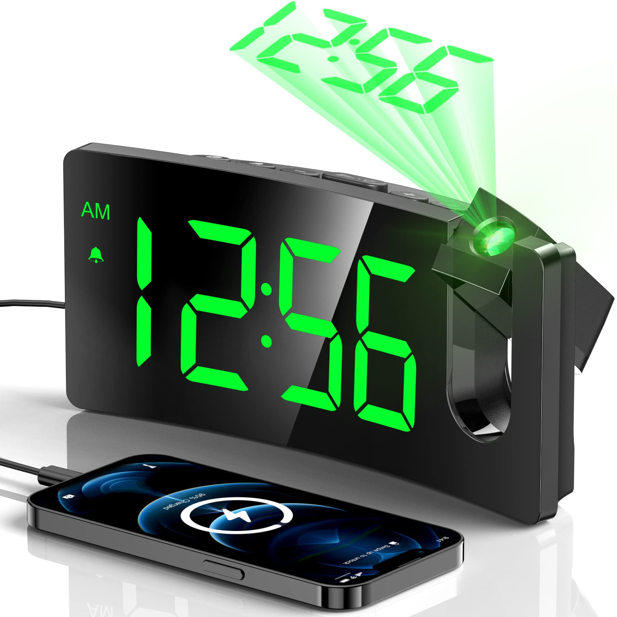 ZD Projection Alarm Clock, Digital Clock with 180° Rotatable Projector ...