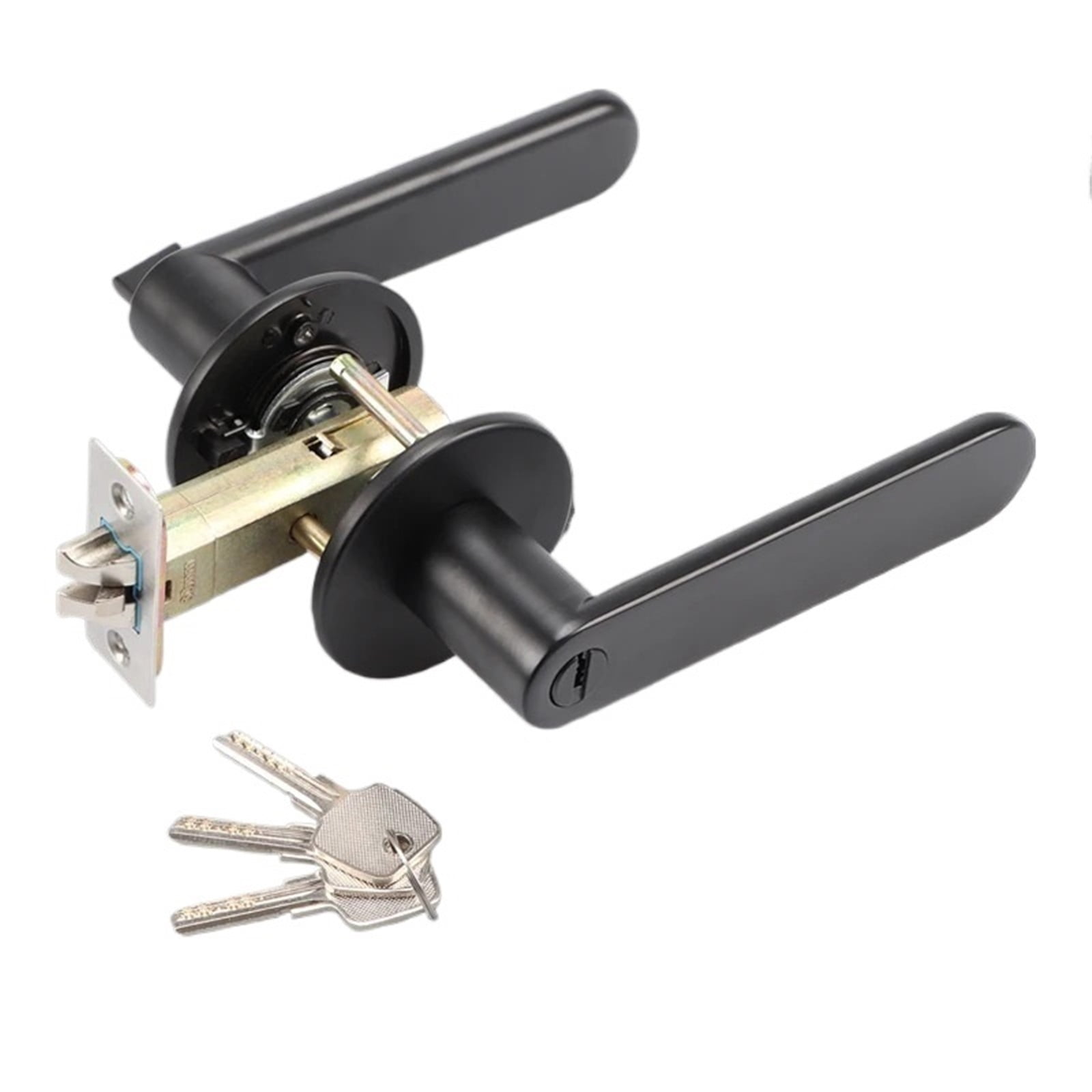 ZD Silent Solid Room Door Lock Three-bar Round Handle Lock Zinc Alloy ...