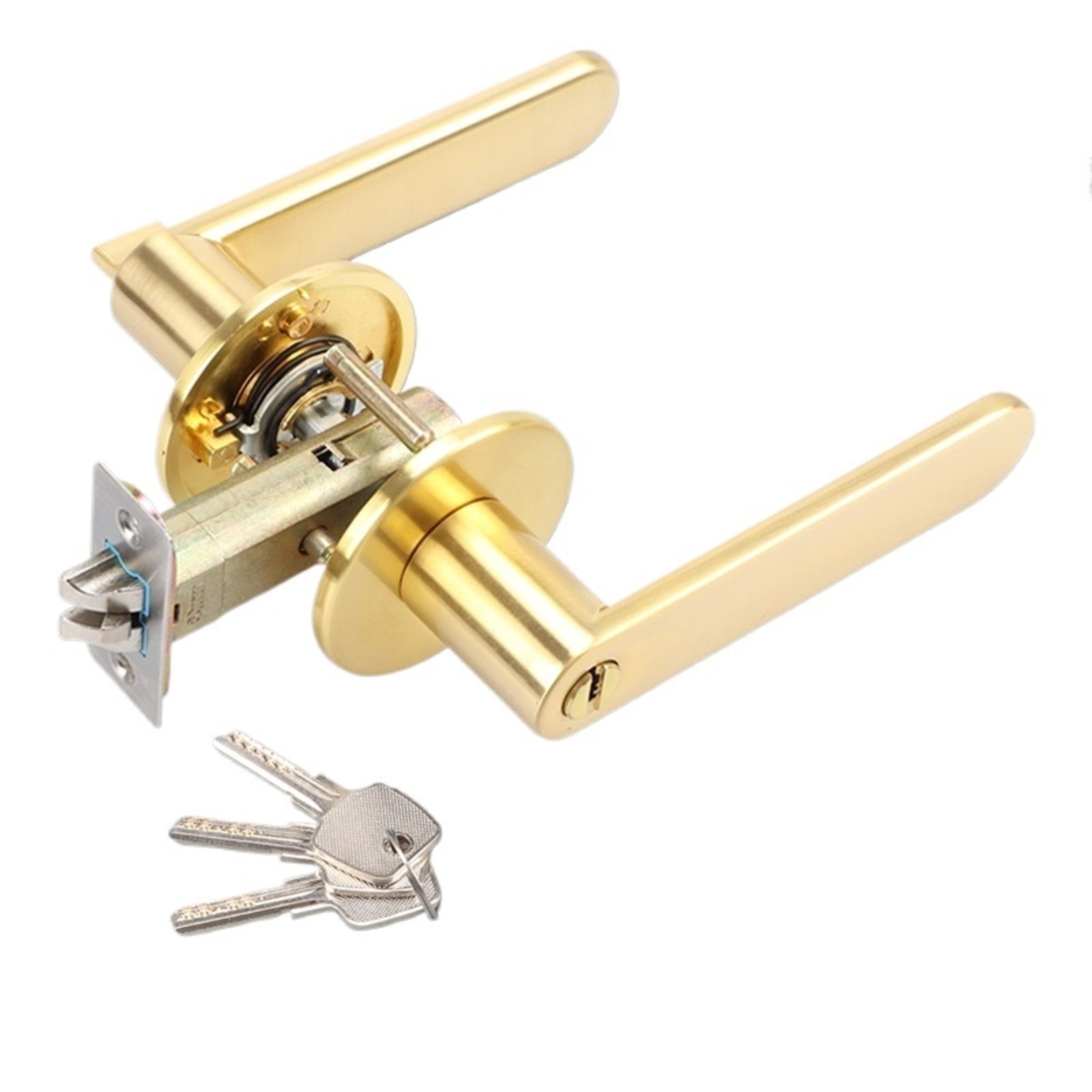 ZD Silent Solid Room Door Lock Three-bar Round Handle Lock Zinc Alloy ...