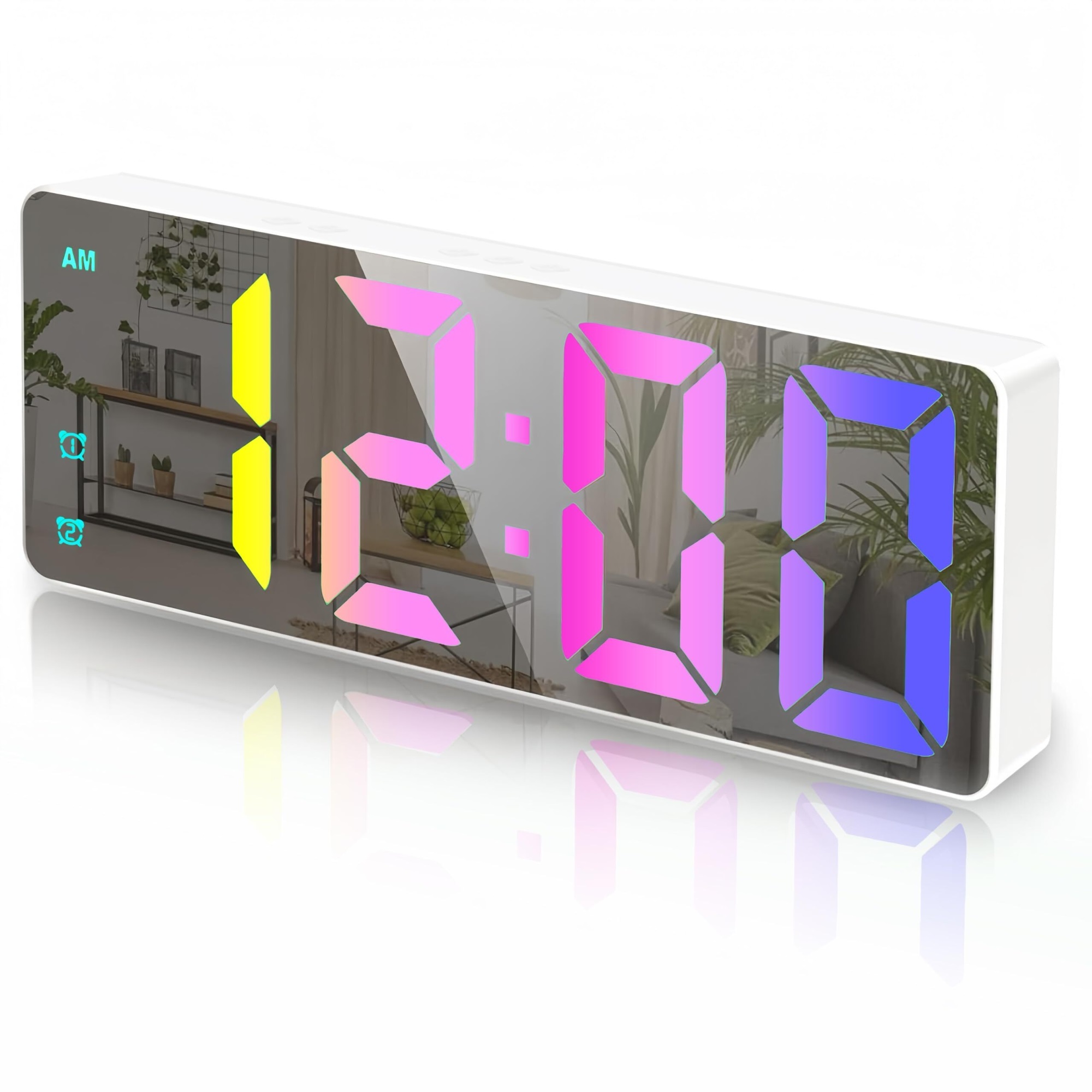 ZD Small Digital Alarm Clock, Mirror Surface LED Electronic Clocks with ...