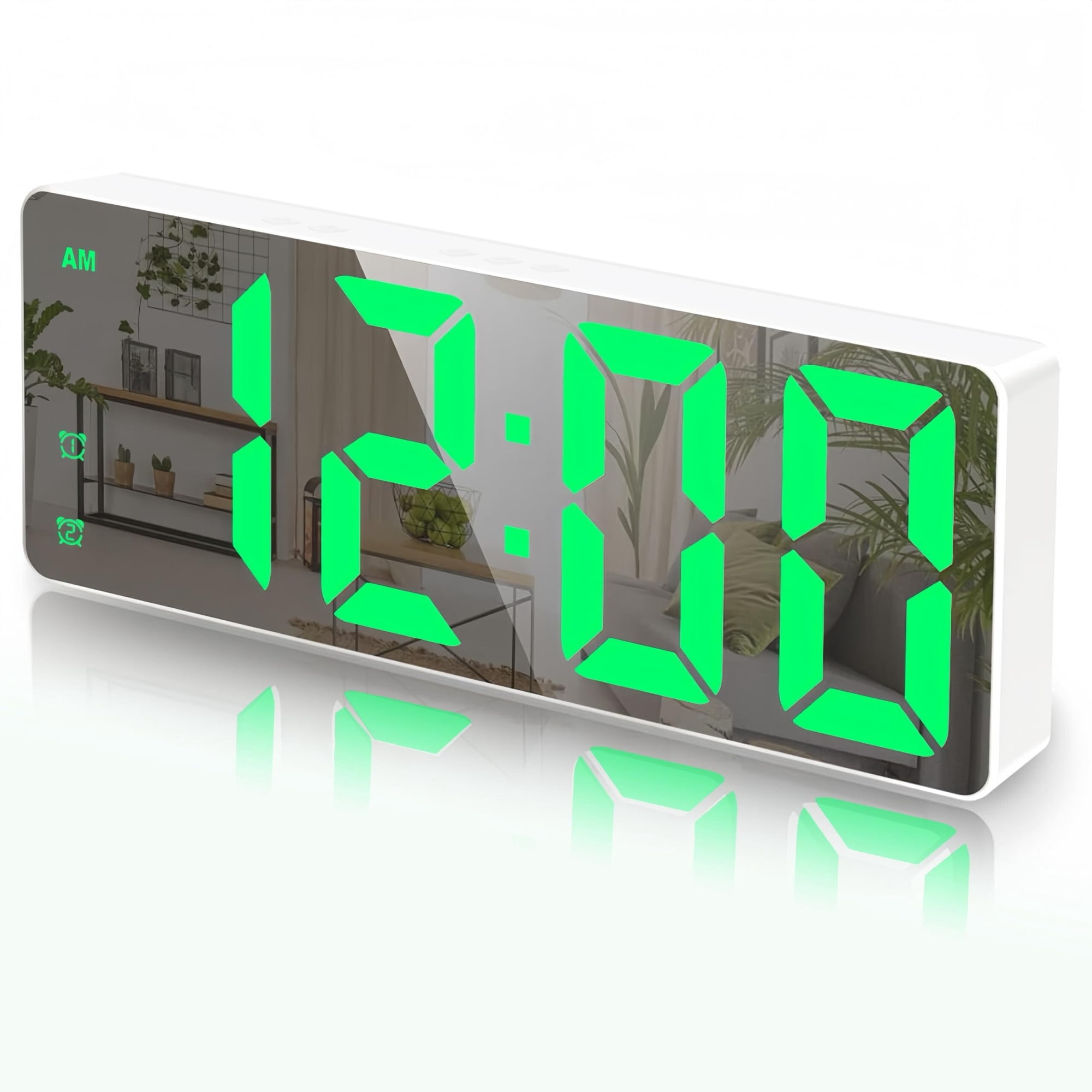 ZD Small Digital Alarm Clock, Mirror Surface LED Electronic Clocks with ...