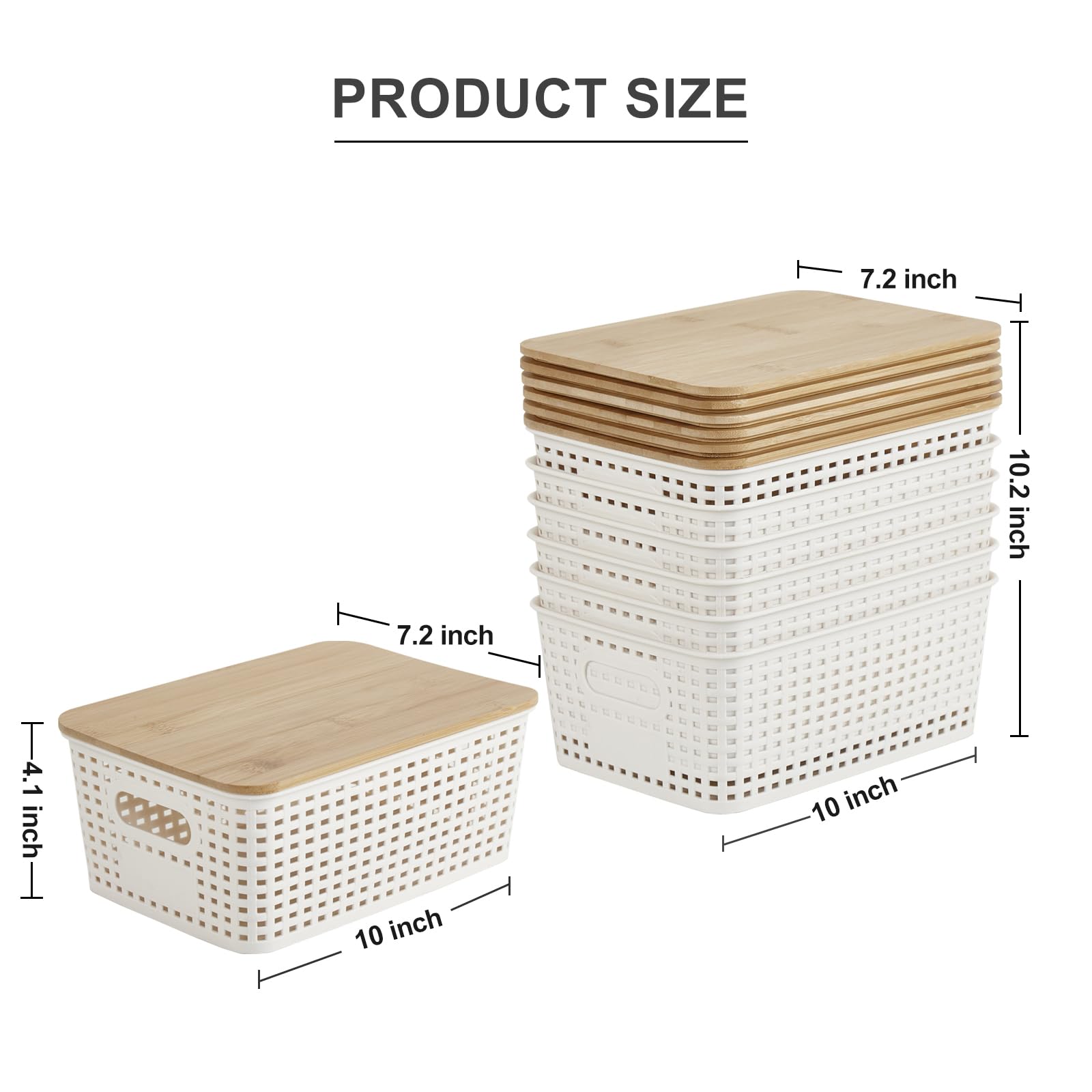 ZD Stackable Box Basket Pantry Decorative Containers Cute with Lable ...