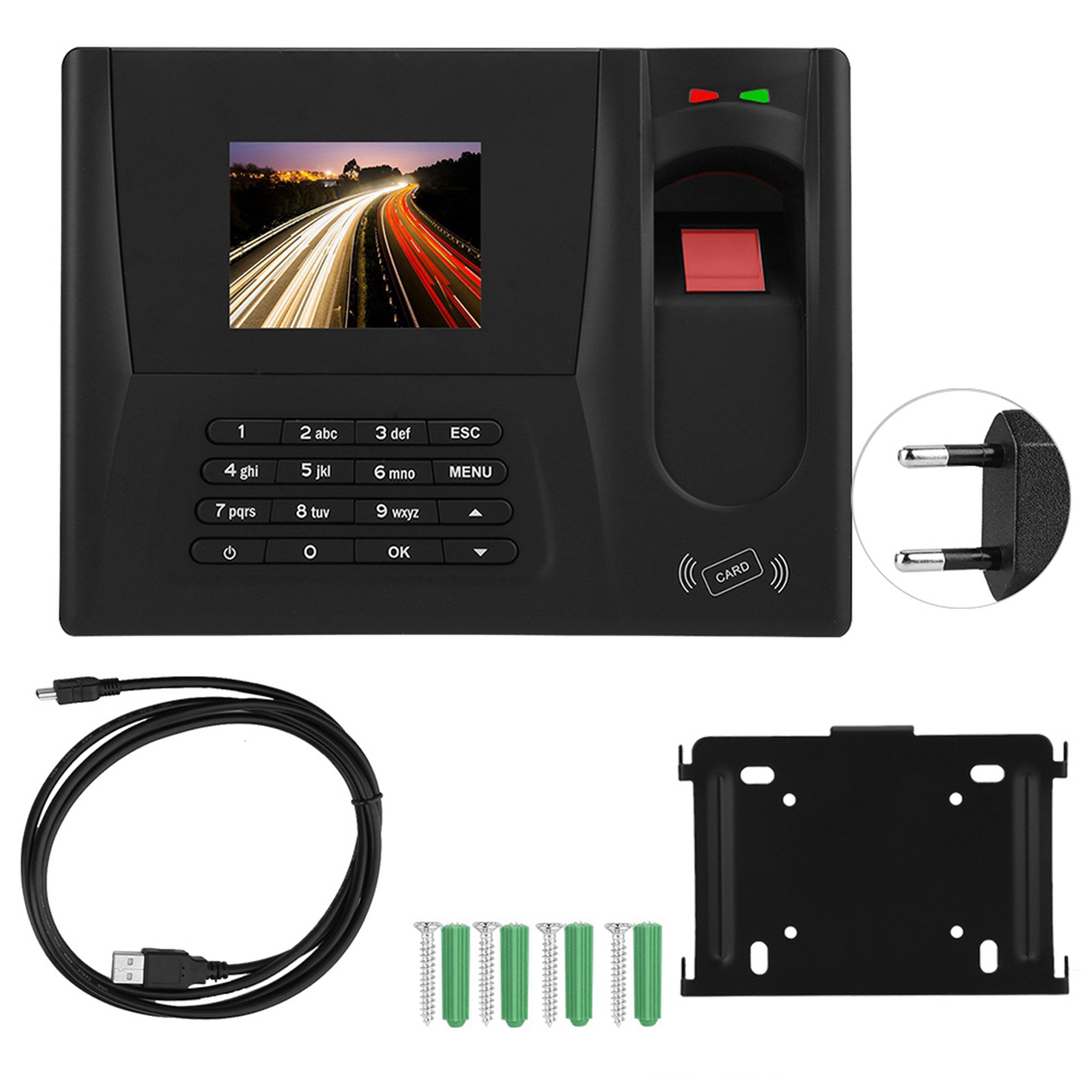 ZDC20 2.8in TFT TCP/IP Fingerprint Password Card Reader Time Attendance Machine (EU 100-240V ...
