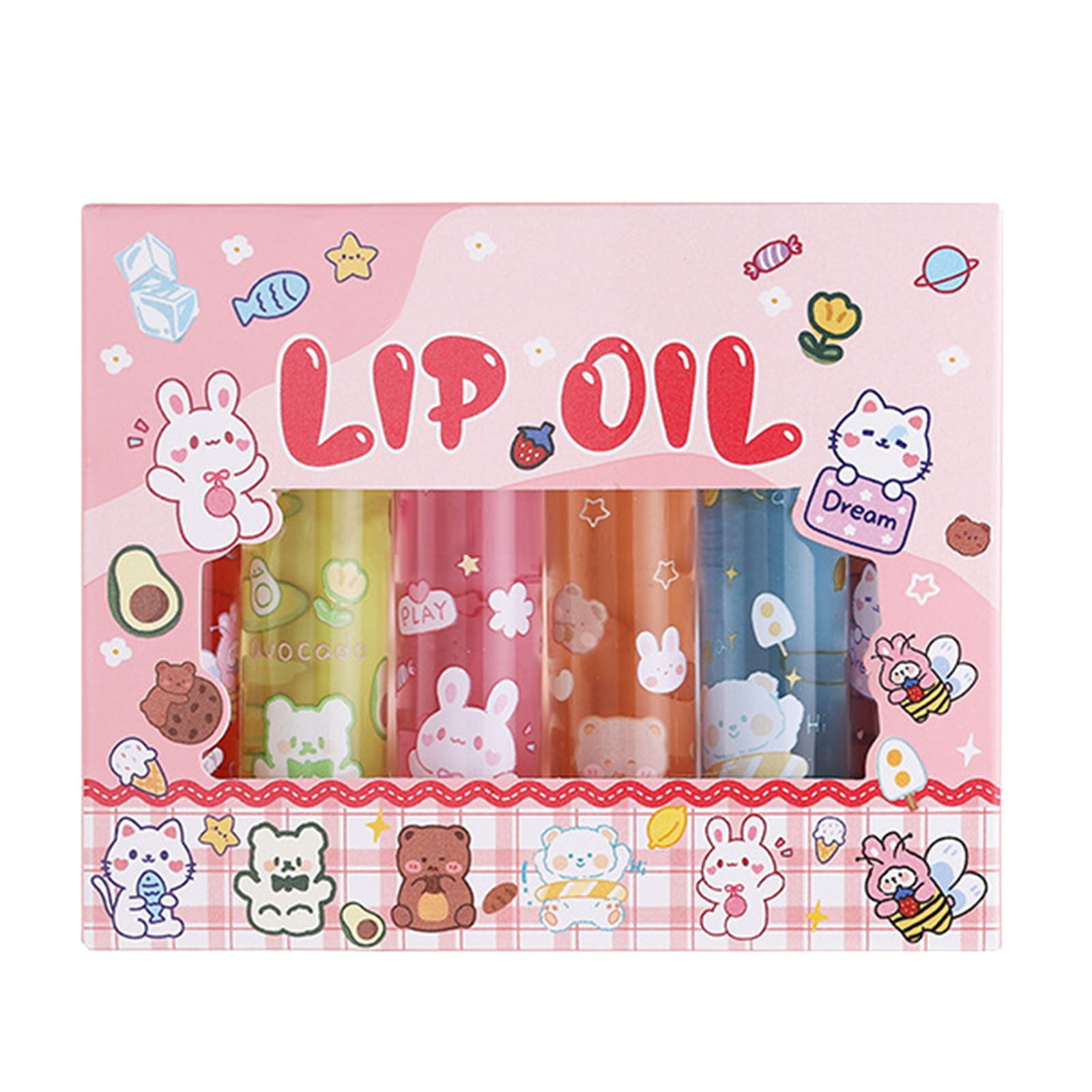 ZDCA 6pcs Roll On Lip Gloss Set Fruit Flavoured Lip Gloss Set Shiny ...