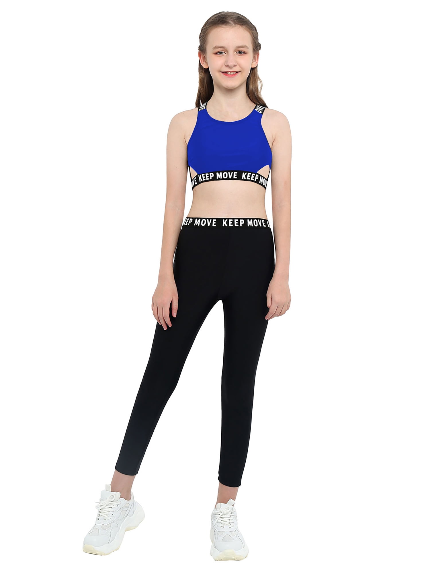 ZDHOOR Kids Girls 2Pcs Dance Sports Outfit Crop Top with Athletic ...