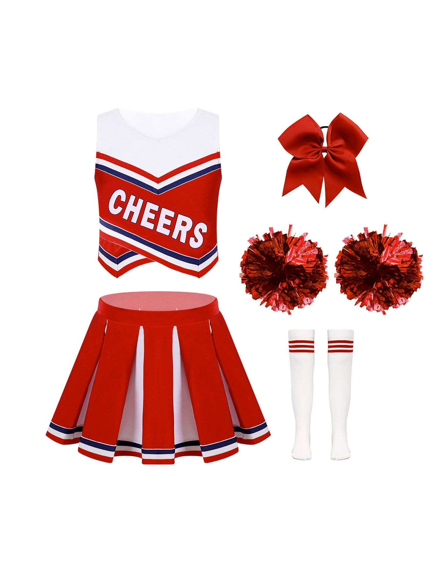 ZDHoor 5Pcs Girls Cheerleader Costume Uniform Cheerleading Dance Dress ...
