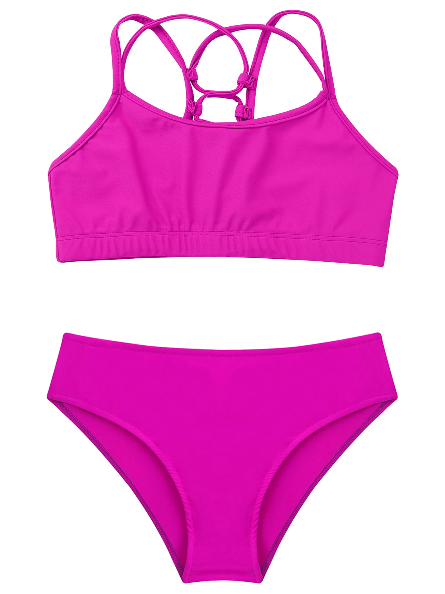 ZDHoor Girl's 2 Piece Bathing Suits Strappy Back Cross Bikini Set ...