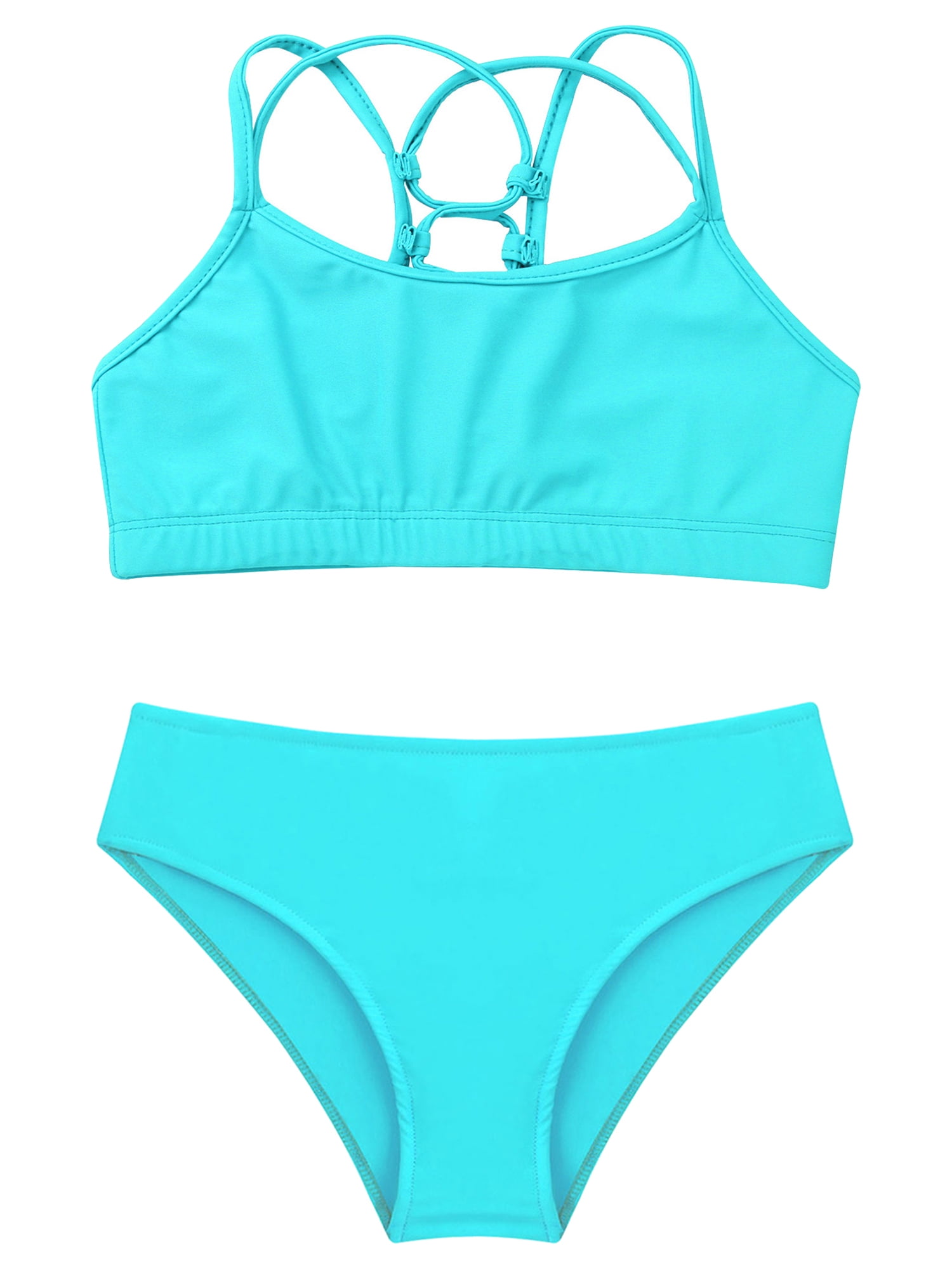 ZDHoor Girl's 2 Piece Bathing Suits Strappy Back Cross Bikini Set ...