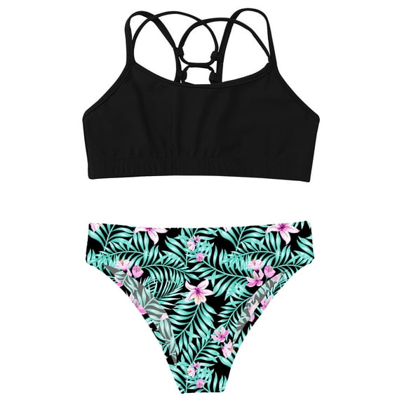 ZDHoor Girl's 2 Piece Bathing Suits Strappy Back Cross Bikini Set ...
