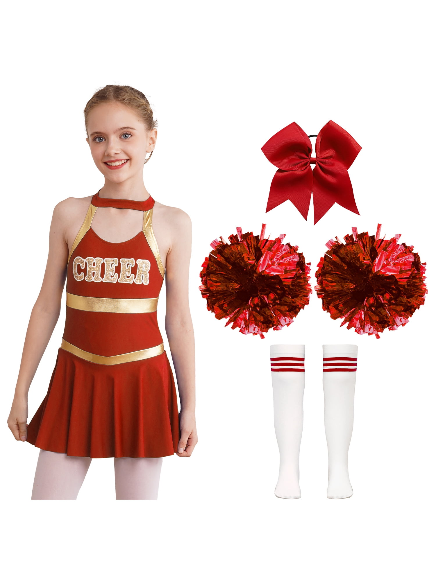ZDHoor Girls Cheerleading Uniform Outfit Halloween Birthday Party Fancy ...