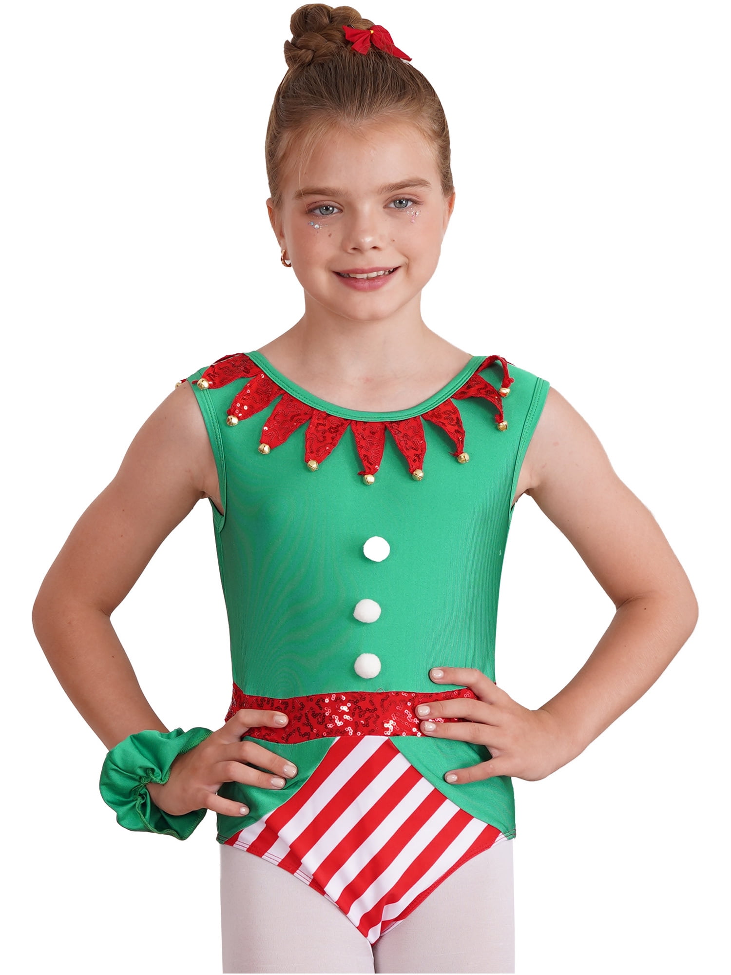 ZDHoor Girls Christmas Elf Costumes Gymnastics Leotard Ballet Dance ...