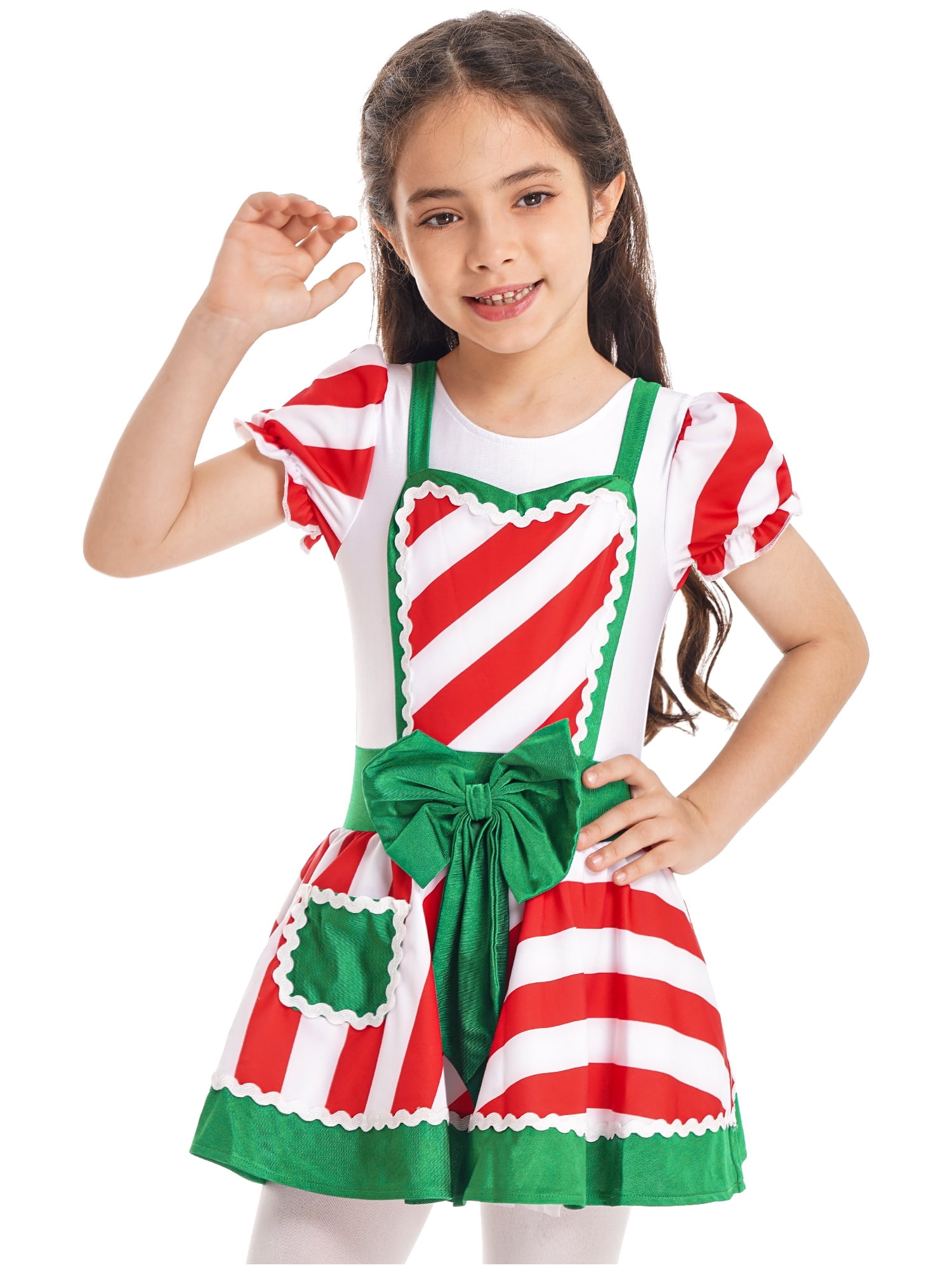 ZDHoor Girls Figure Skating Baton Twirling Tutu Dress Christmas Candy ...