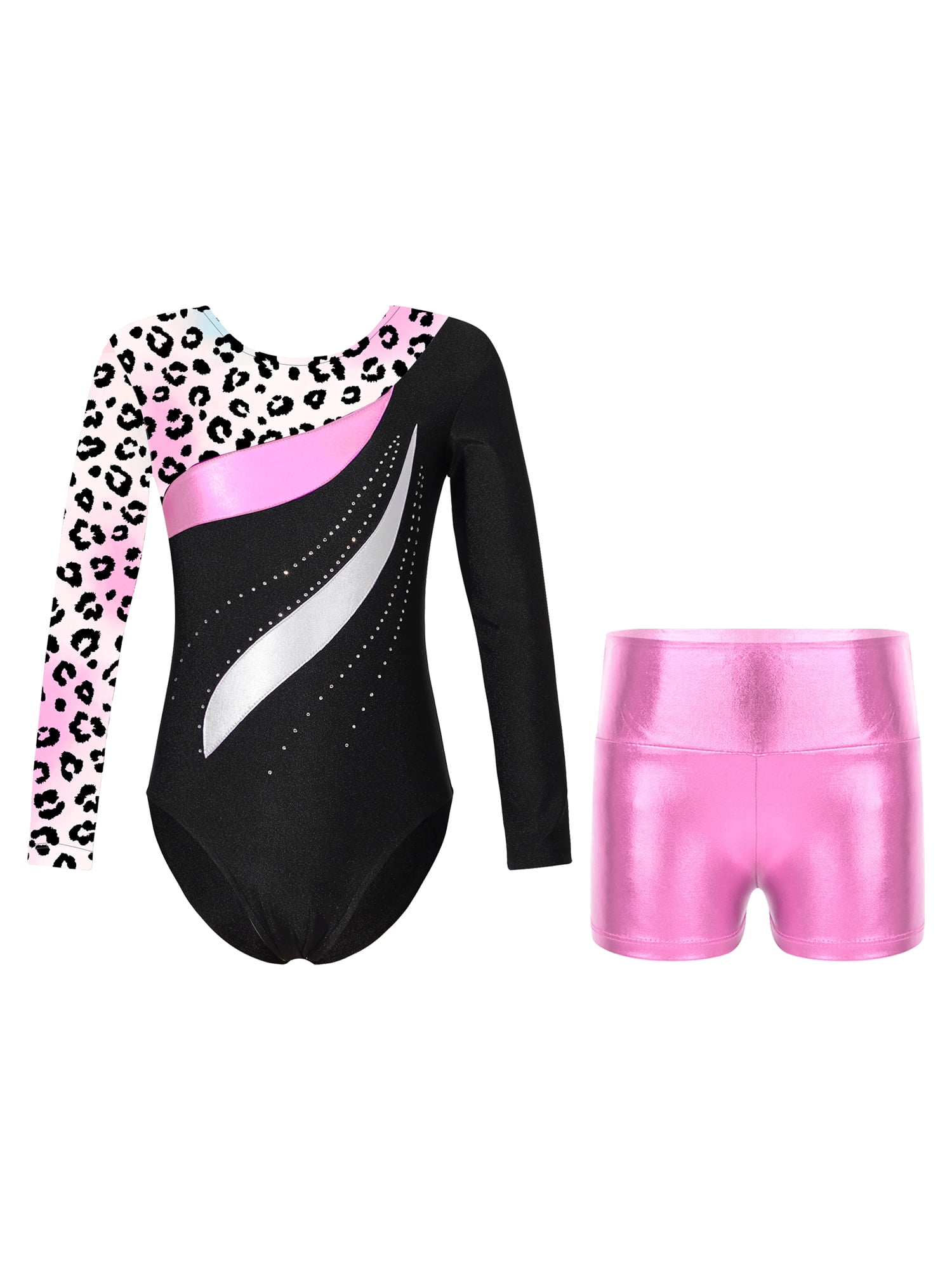 ZDHoor Girls Gymnastics Leotards Long Sleeve with Shorts Outfits ...