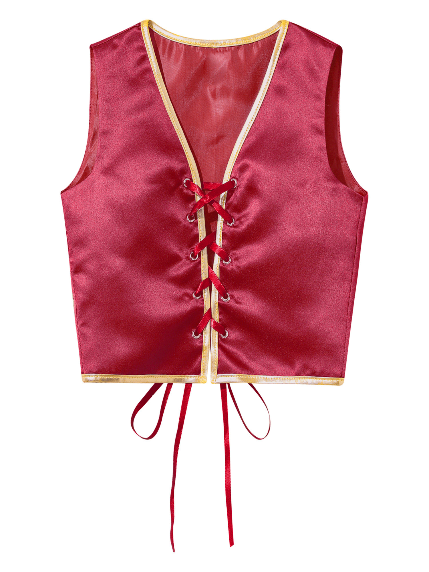 ZDHoor Girls Medieval Pirate Vest Renaissance Lace Up Halloween Dressy ...