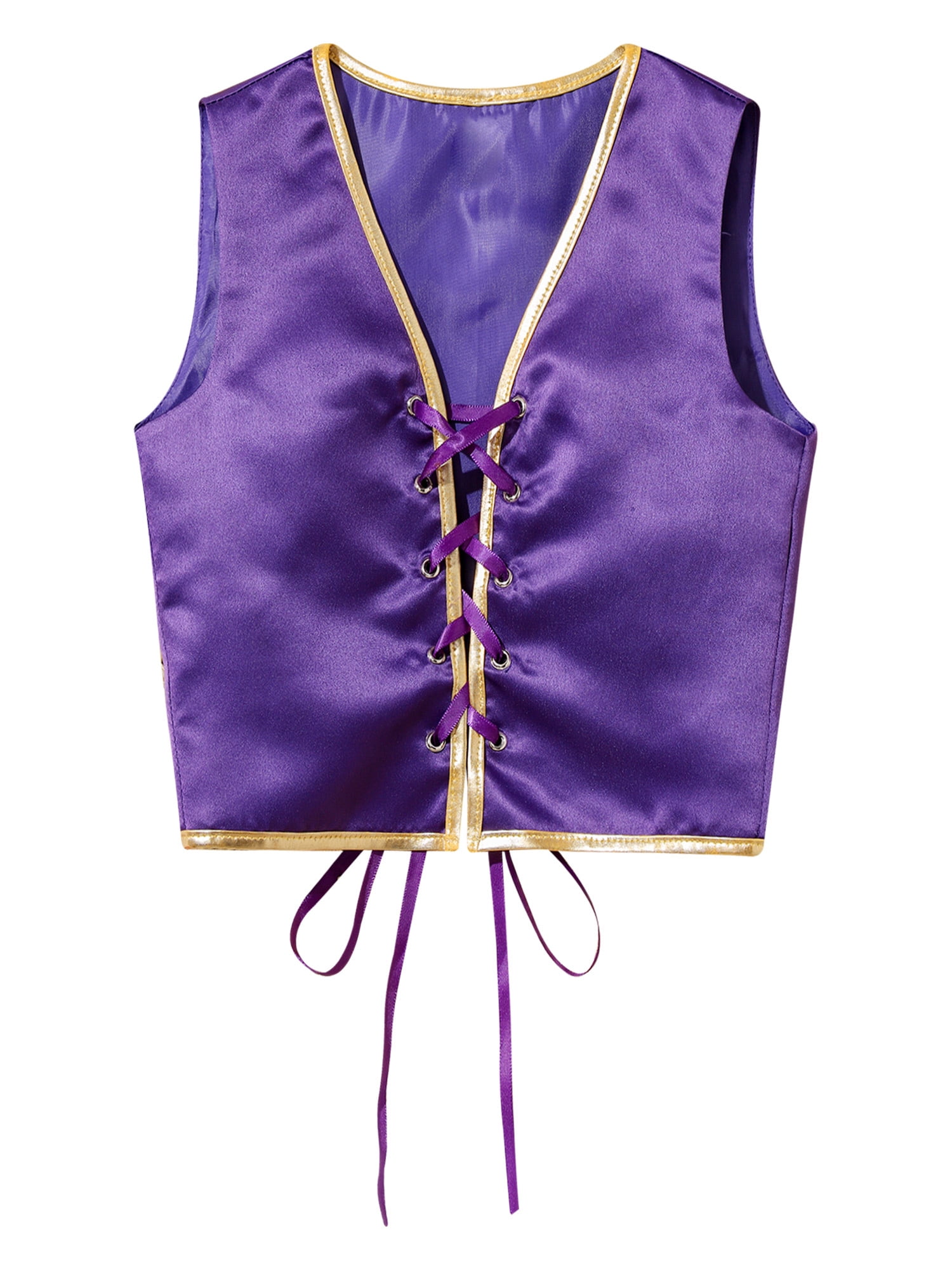ZDHoor Girls Medieval Pirate Vest Renaissance Lace Up Halloween Dressy ...