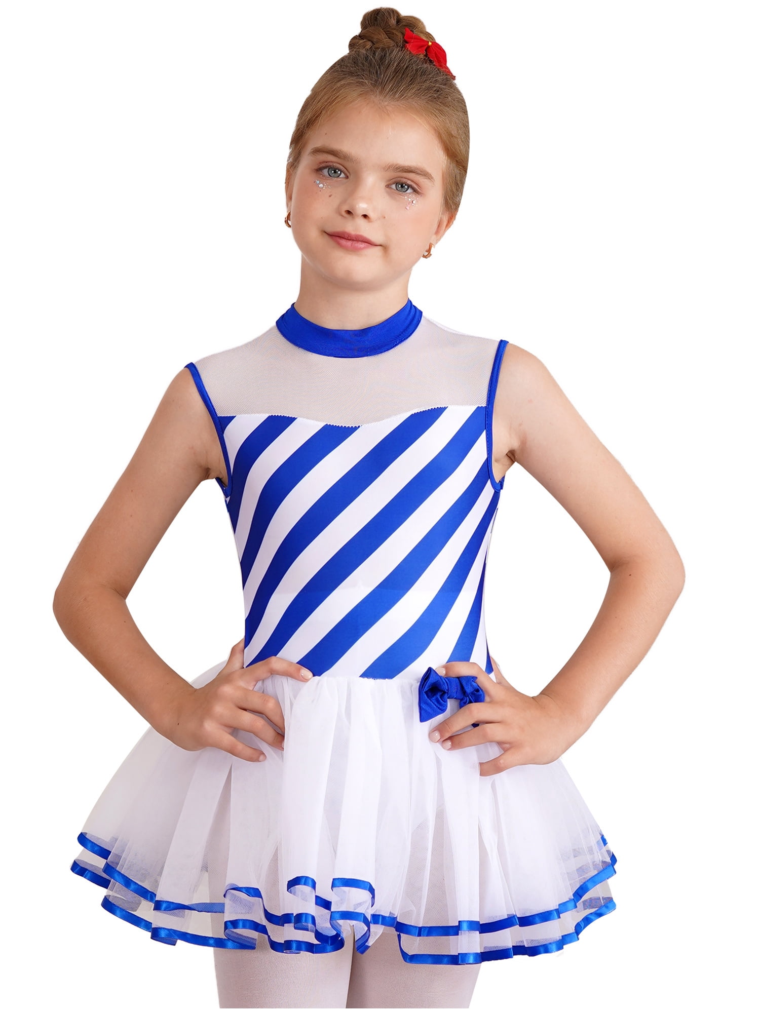 ZDHoor Girls Miss Santa Christmas Candy Cane Costume Sequins Ballet ...